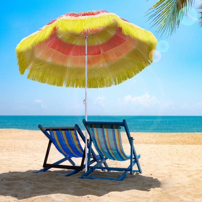 Parasol hawaïen métal pour plage et jardin réglable inclinable ...