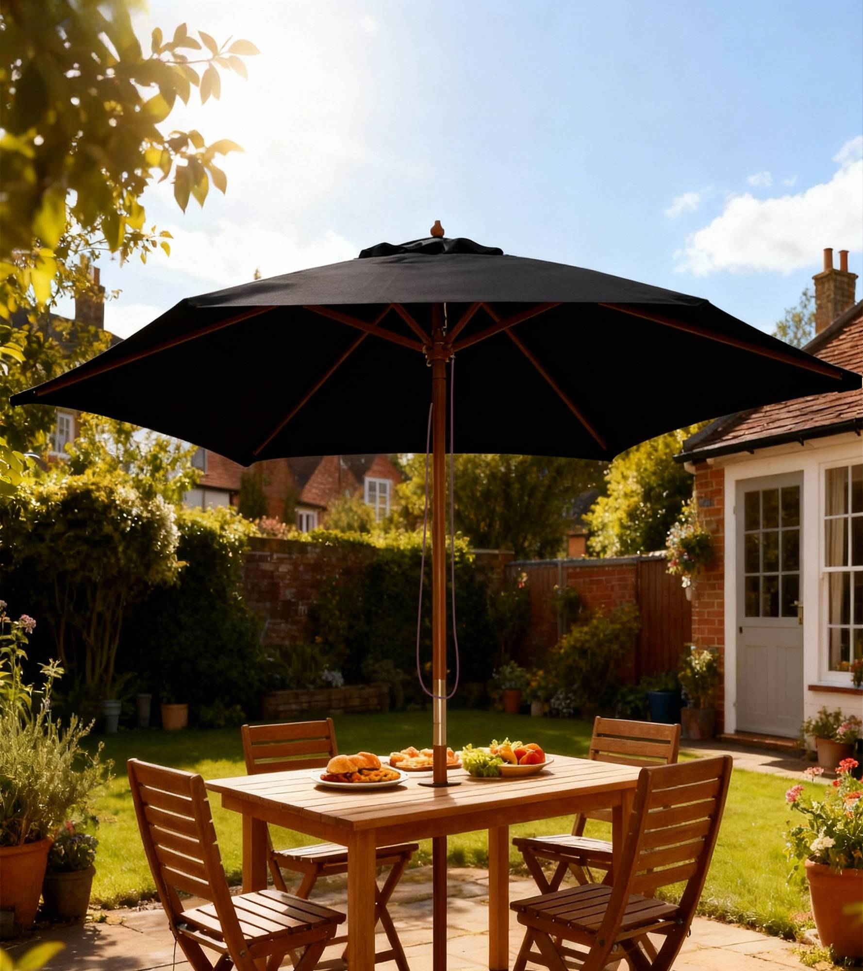 Parasol de jardin Bois Noir 250x250x230 cm - Jardiland