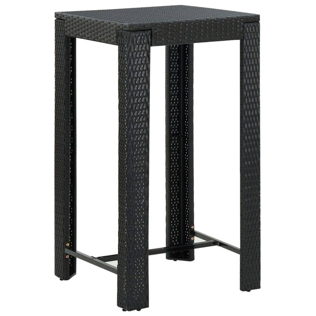 Ensemble de 3 pcs bar de jardin - Mobilier d'extérieur noir poly rotin ...