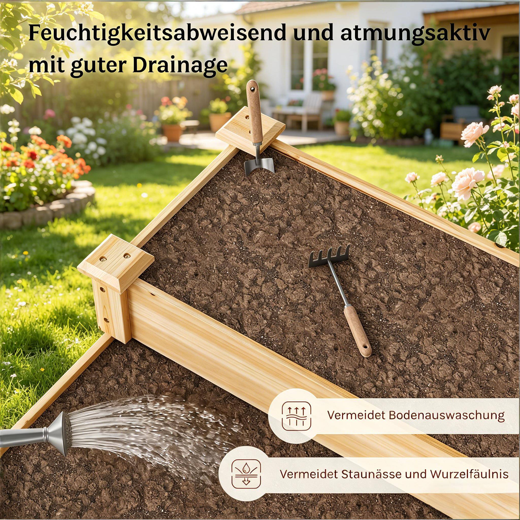 Carré potager bois massif 3 niveaux en escalier pour jardin 92x92x35 cm ...