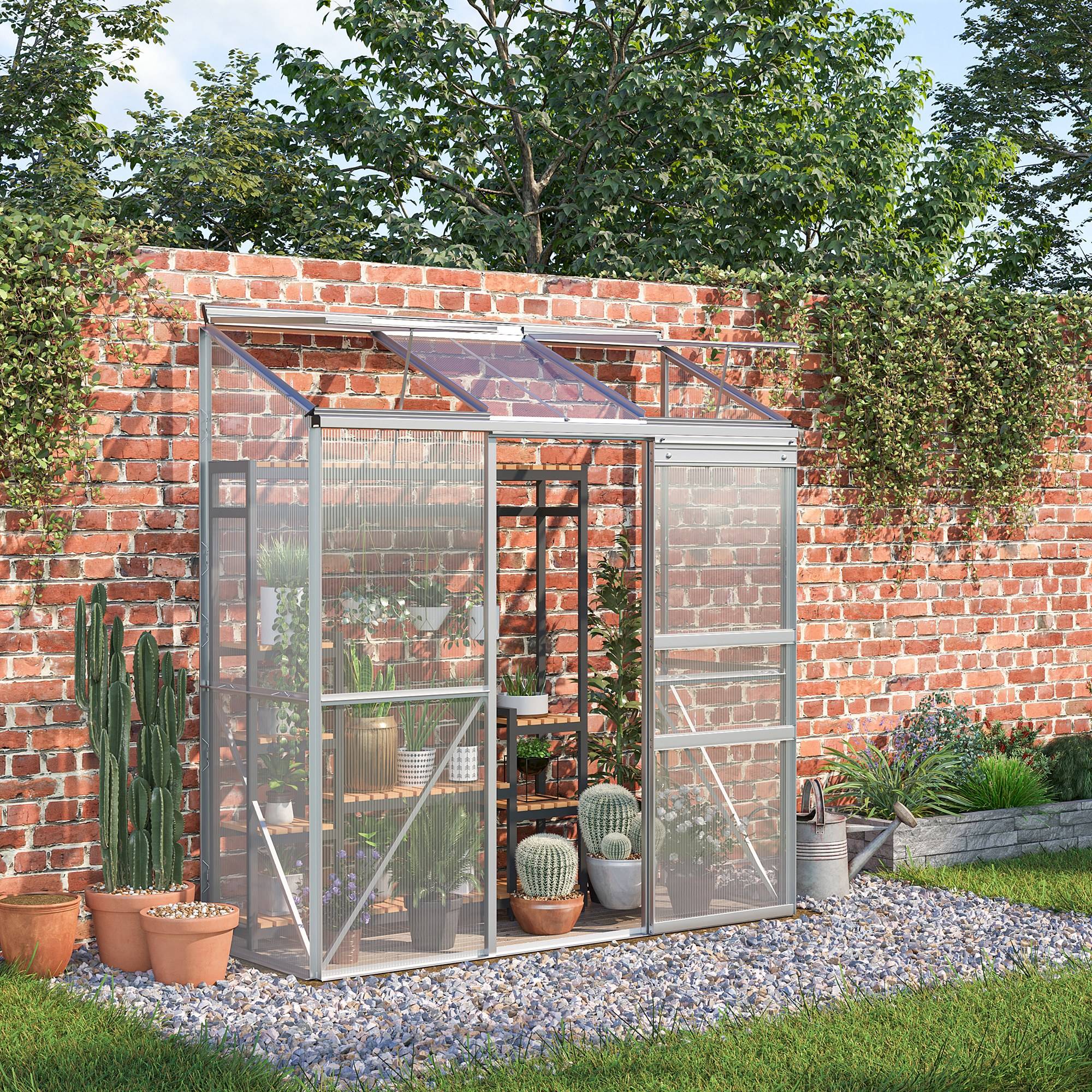 Serre adossée serre de jardin fenêtres ouvrables à 5 niveaux panneau en ...