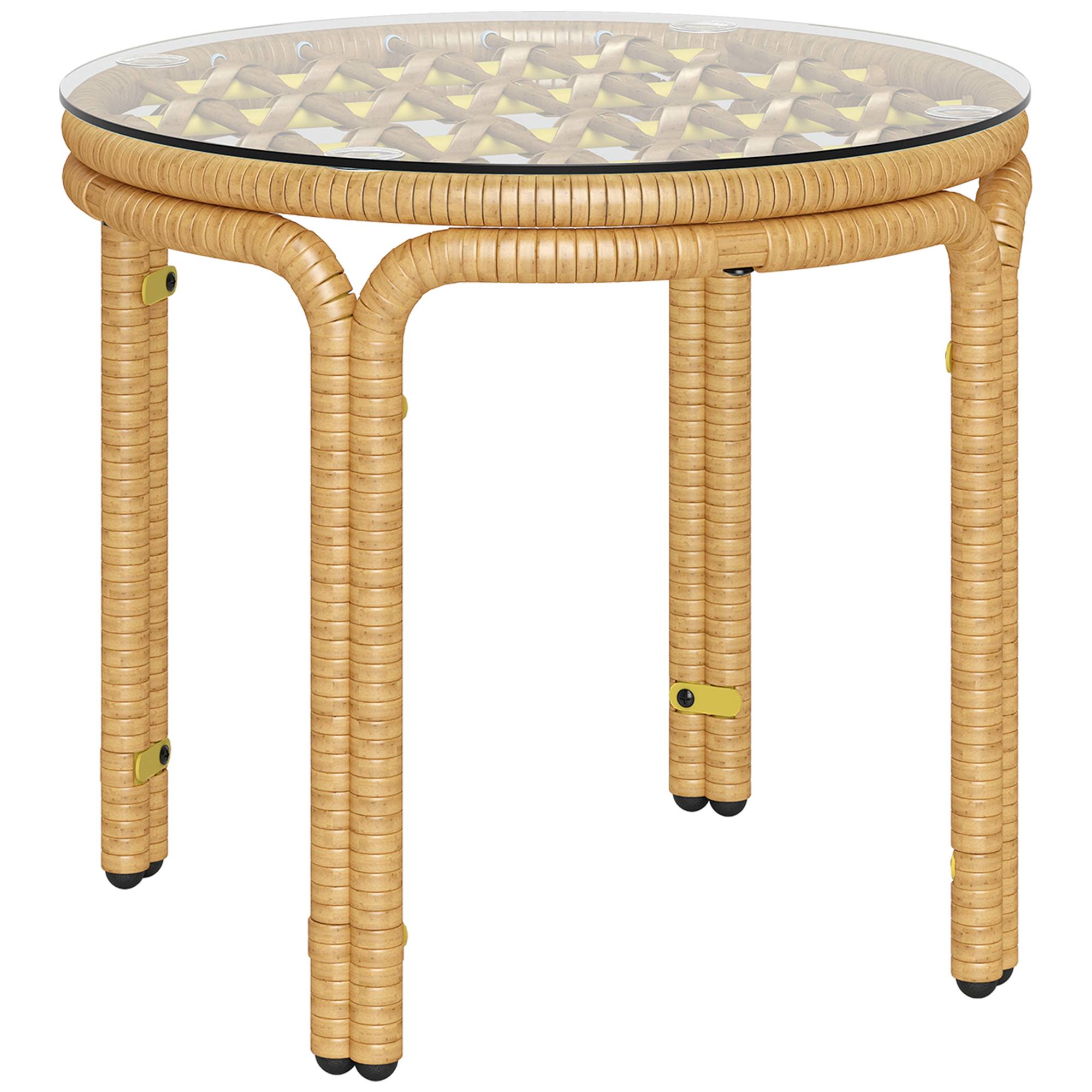 Table d'appoint extérieure résines tressée jaune 50 x 50 x 44 cm ...