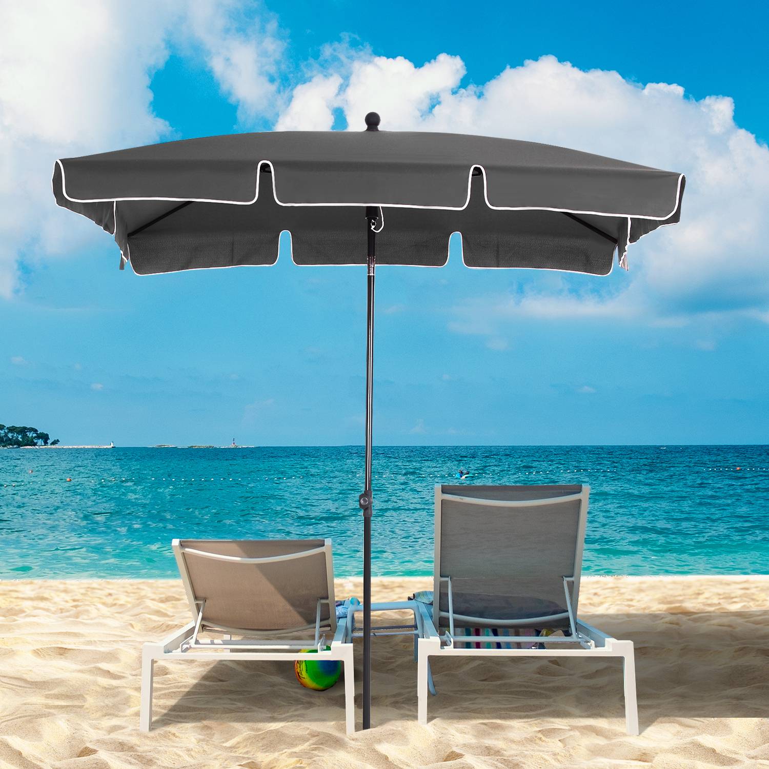 Parasol de jardin Aluminium Gris 198x130x245 cm - Jardiland