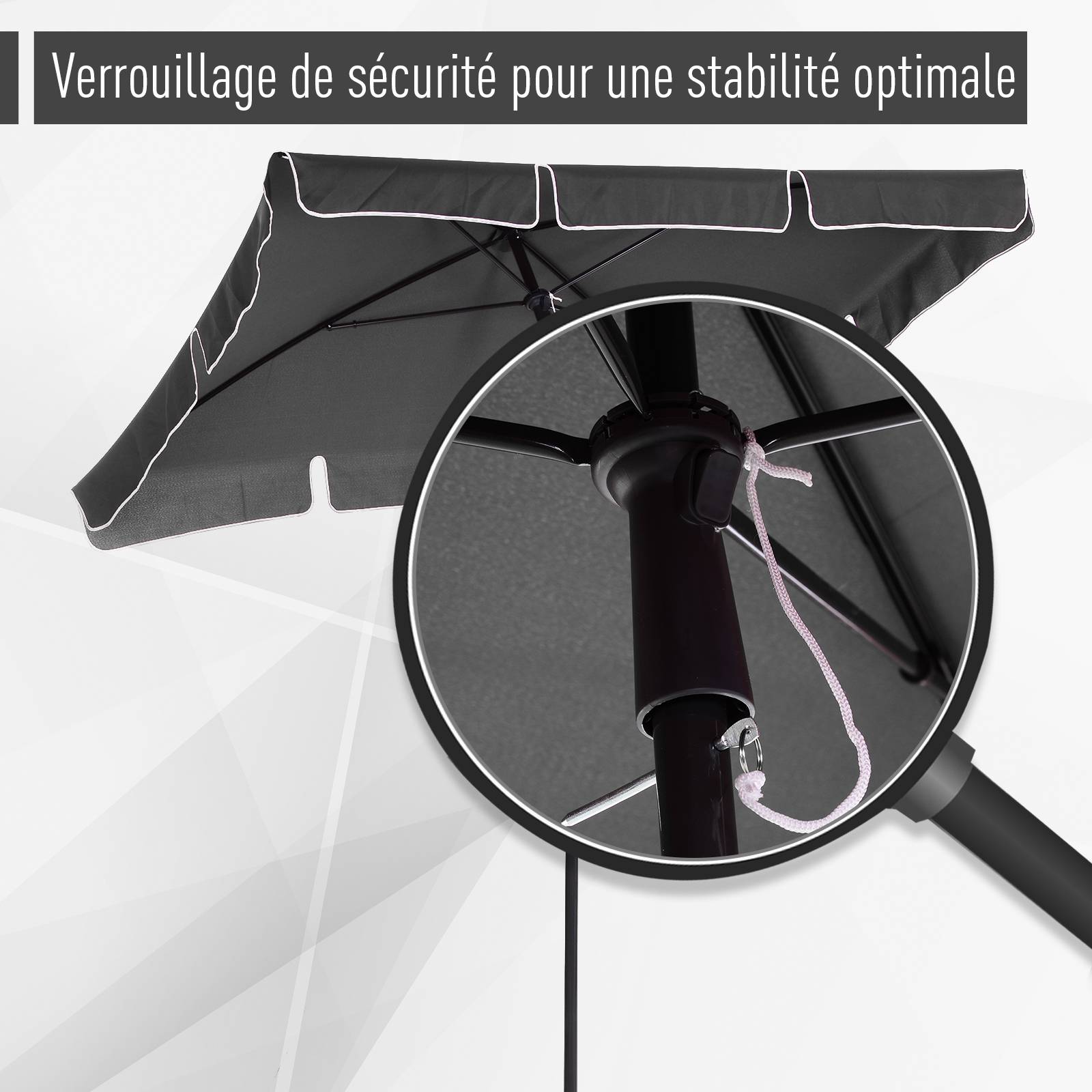 Parasol de jardin Aluminium Gris 198x130x245 cm - Jardiland