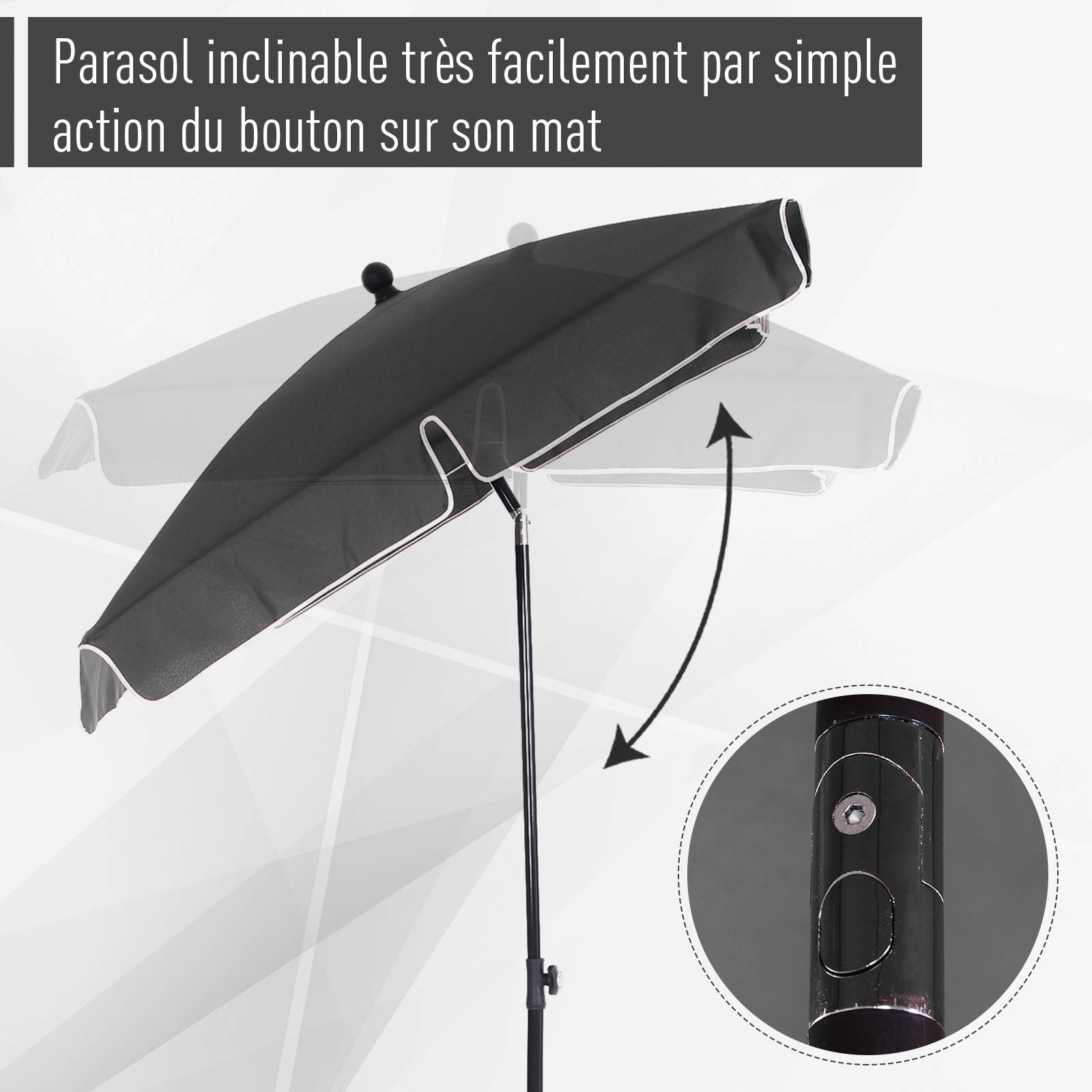 Parasol de jardin Aluminium Gris 198x130x245 cm - Jardiland
