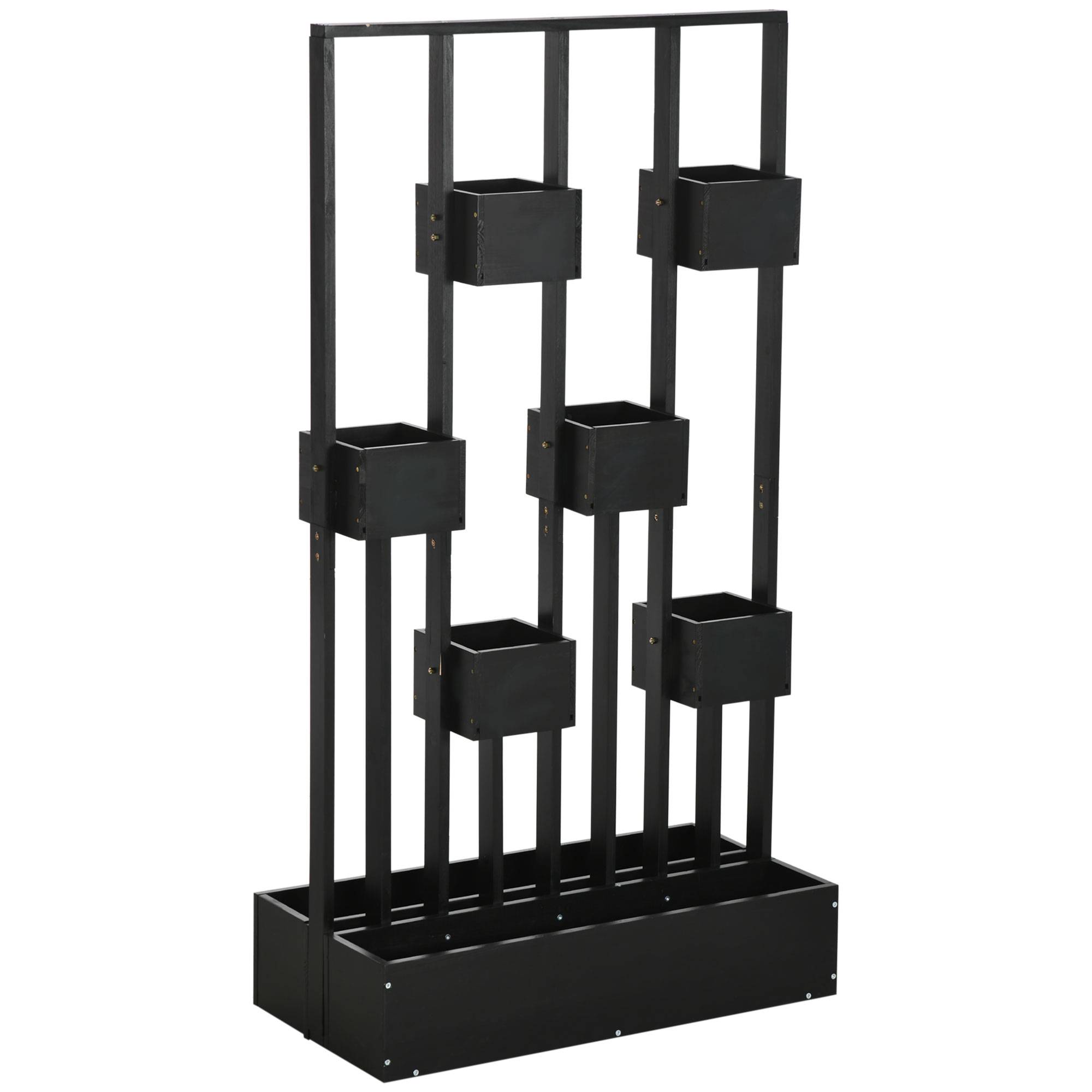 Jardinière surélevée avec treillis bois noir 90 x 45 x 170 cm - PANGIVO ...
