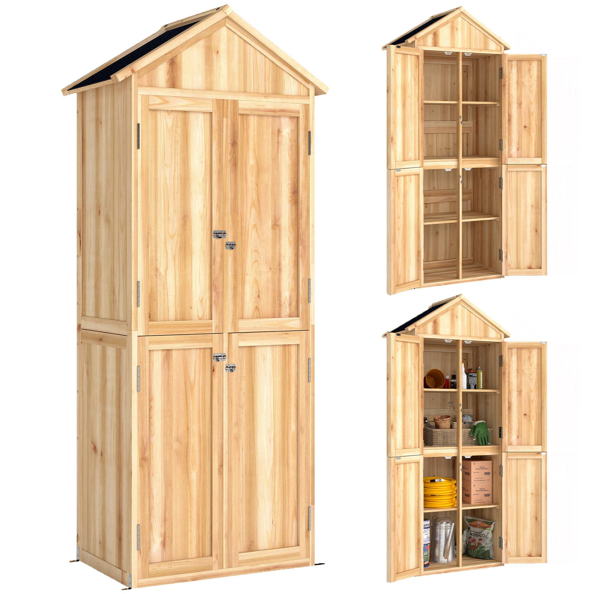 Armoire de jardin bois naturel 82 x 50 x 190 cm - PANGIVO - Jardiland