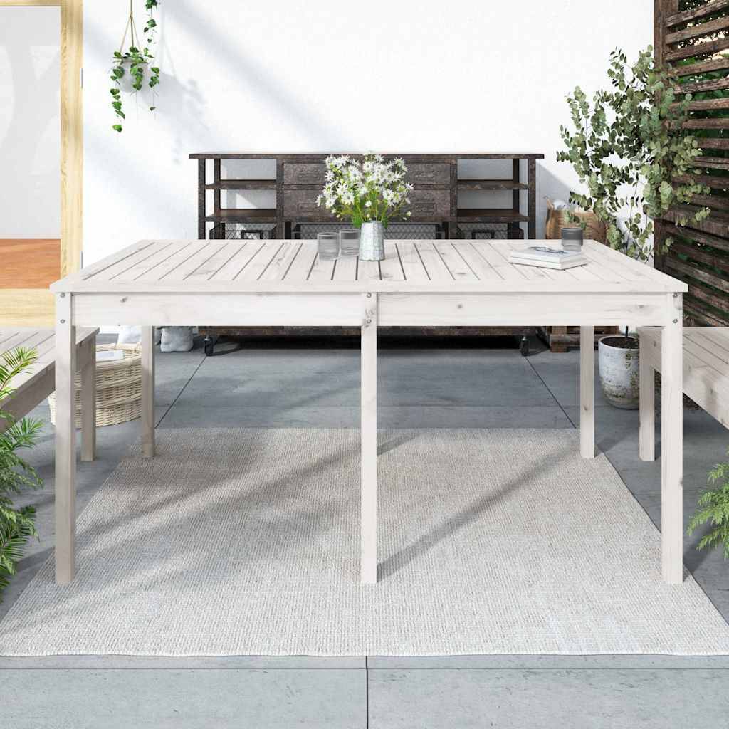 Table de jardin bois massif de pin blanc 159,5 x 82,5 x 76 cm - PANGIVO ...