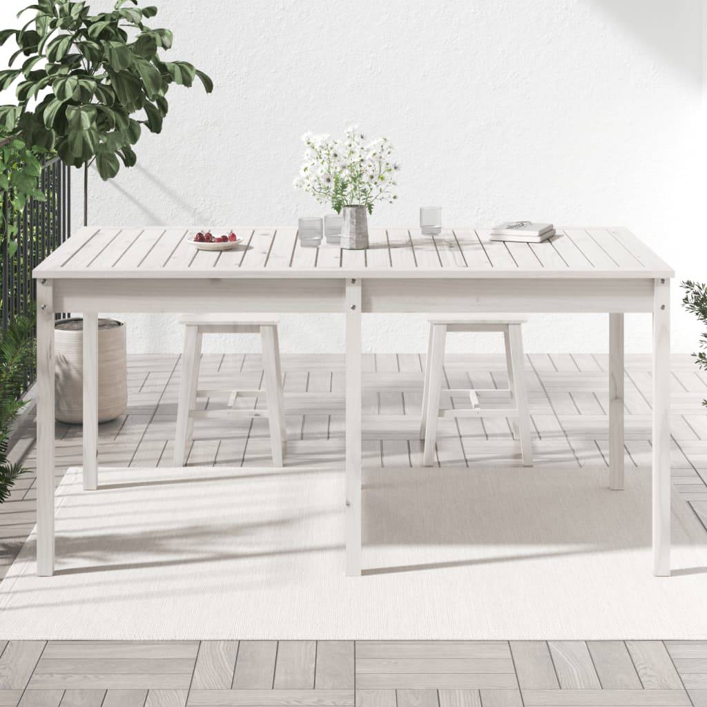 Table de jardin bois massif de pin blanc 159,5 x 82,5 x 76 cm - PANGIVO ...