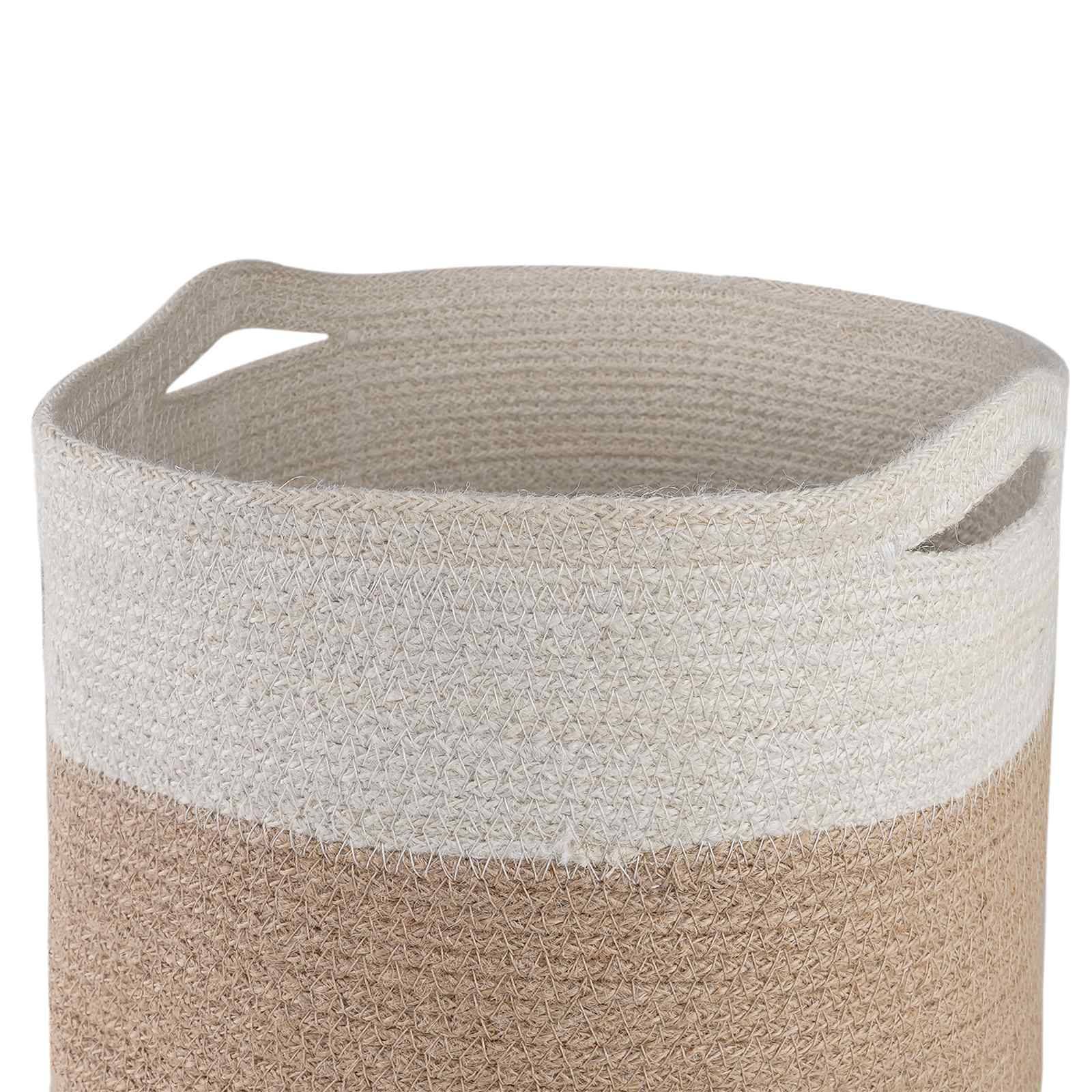 Ensemble de 2 pots à plantes jute naturel et blanc 28 x 28 x 28 cm ...