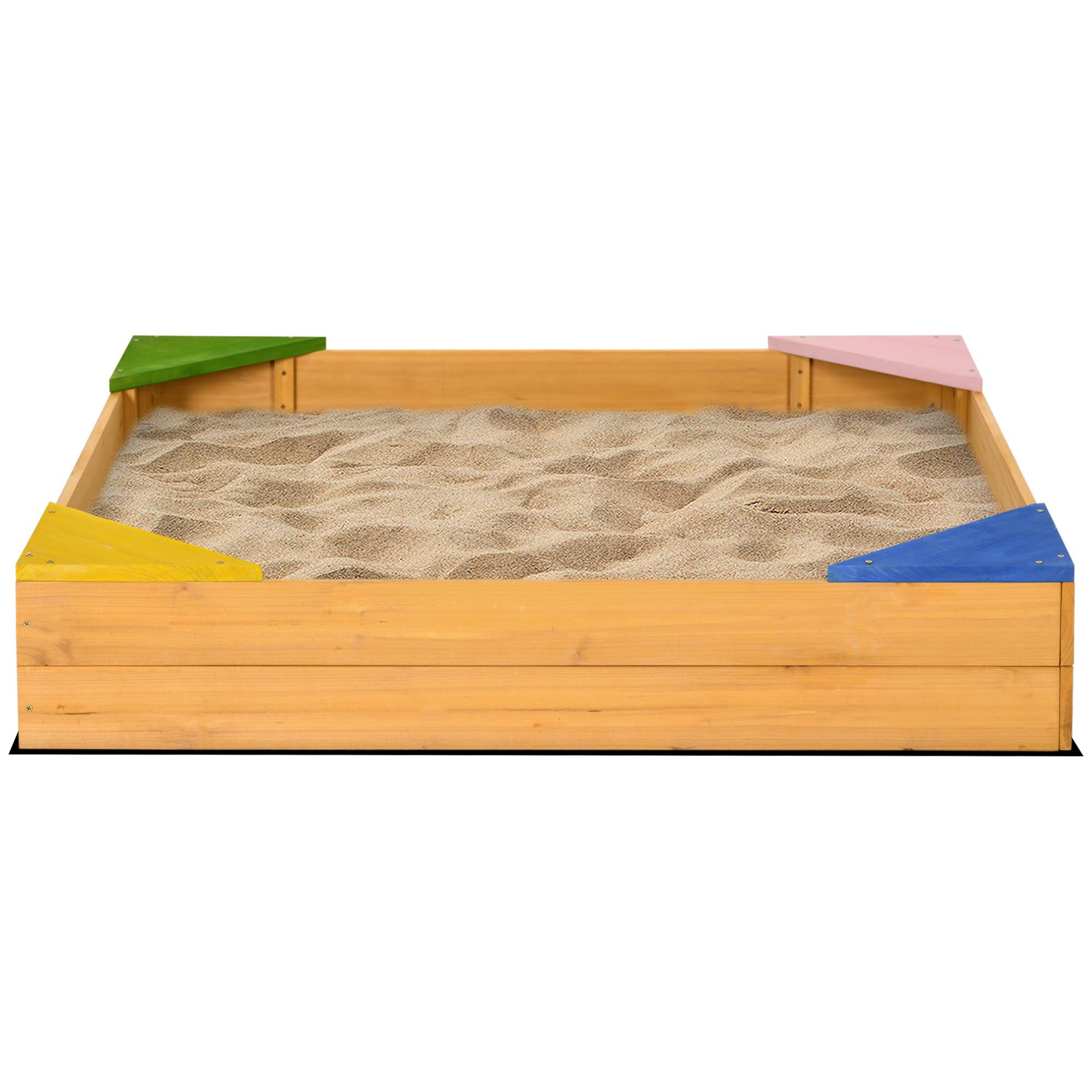 Bac à sable carré en bois pour enfants 4 assises en coin et film ...