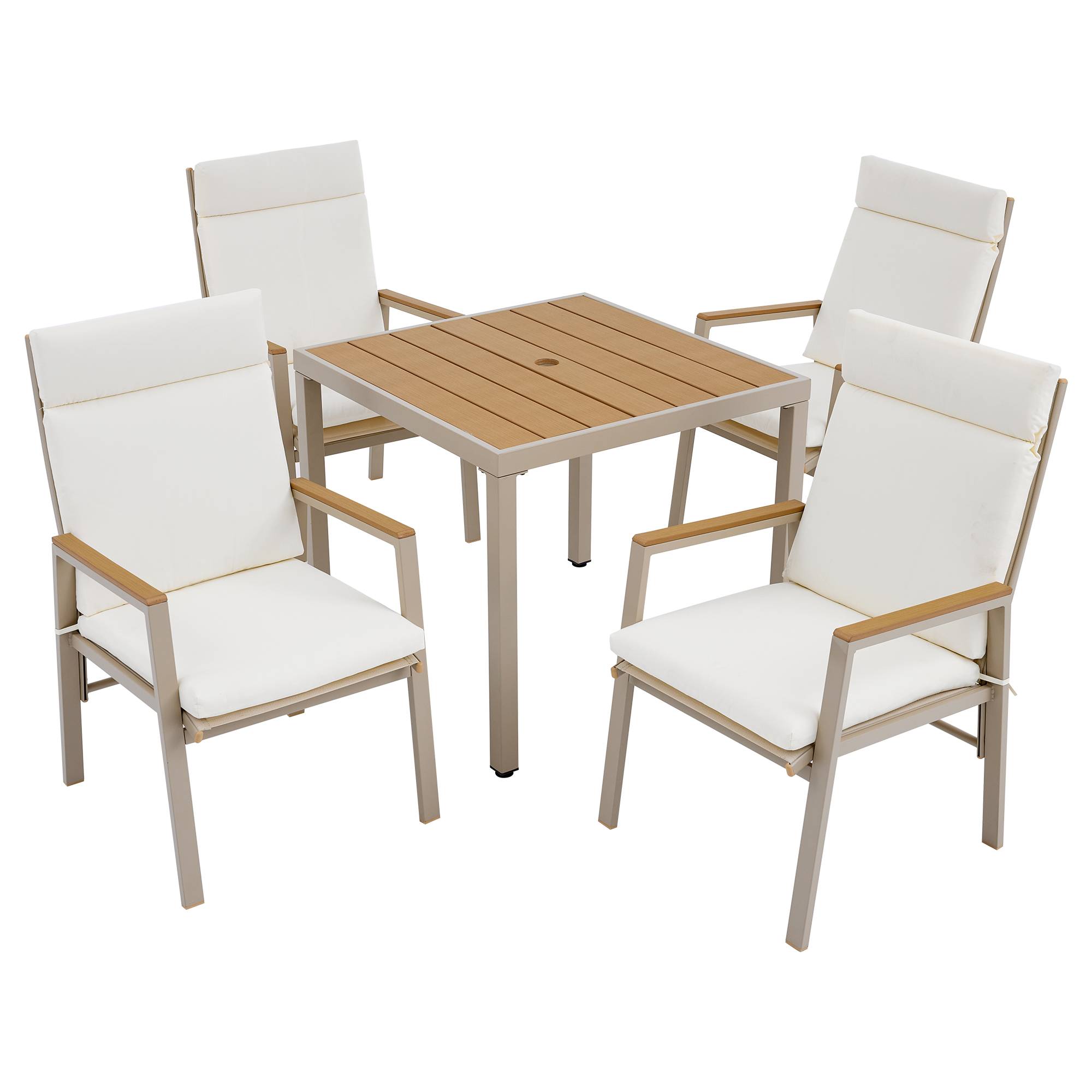 Salon de jardin acier composite 4 personnes repas table 4 chaises ...
