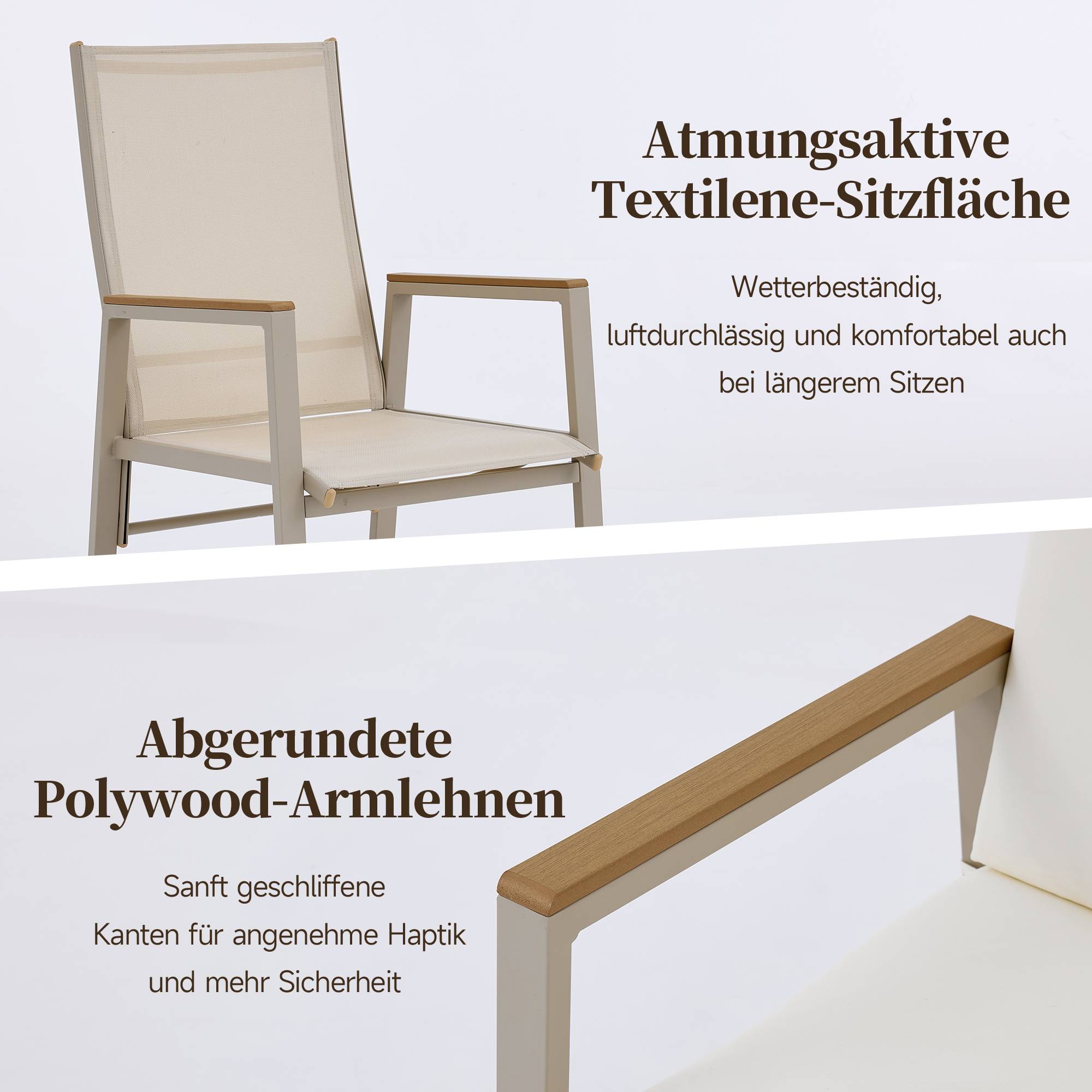 Salon de jardin acier composite 4 personnes repas table 4 chaises ...
