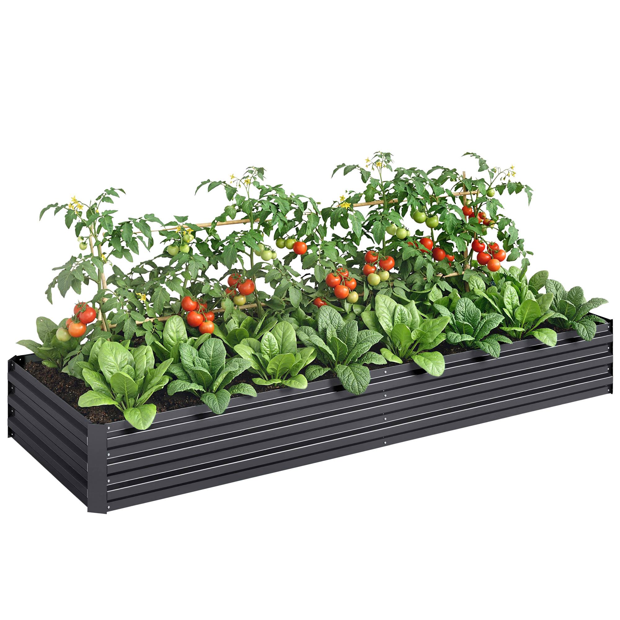 Carré potager tôle d'acier gris 241 x 90.5 x 30 cm - PANGIVO - Jardiland