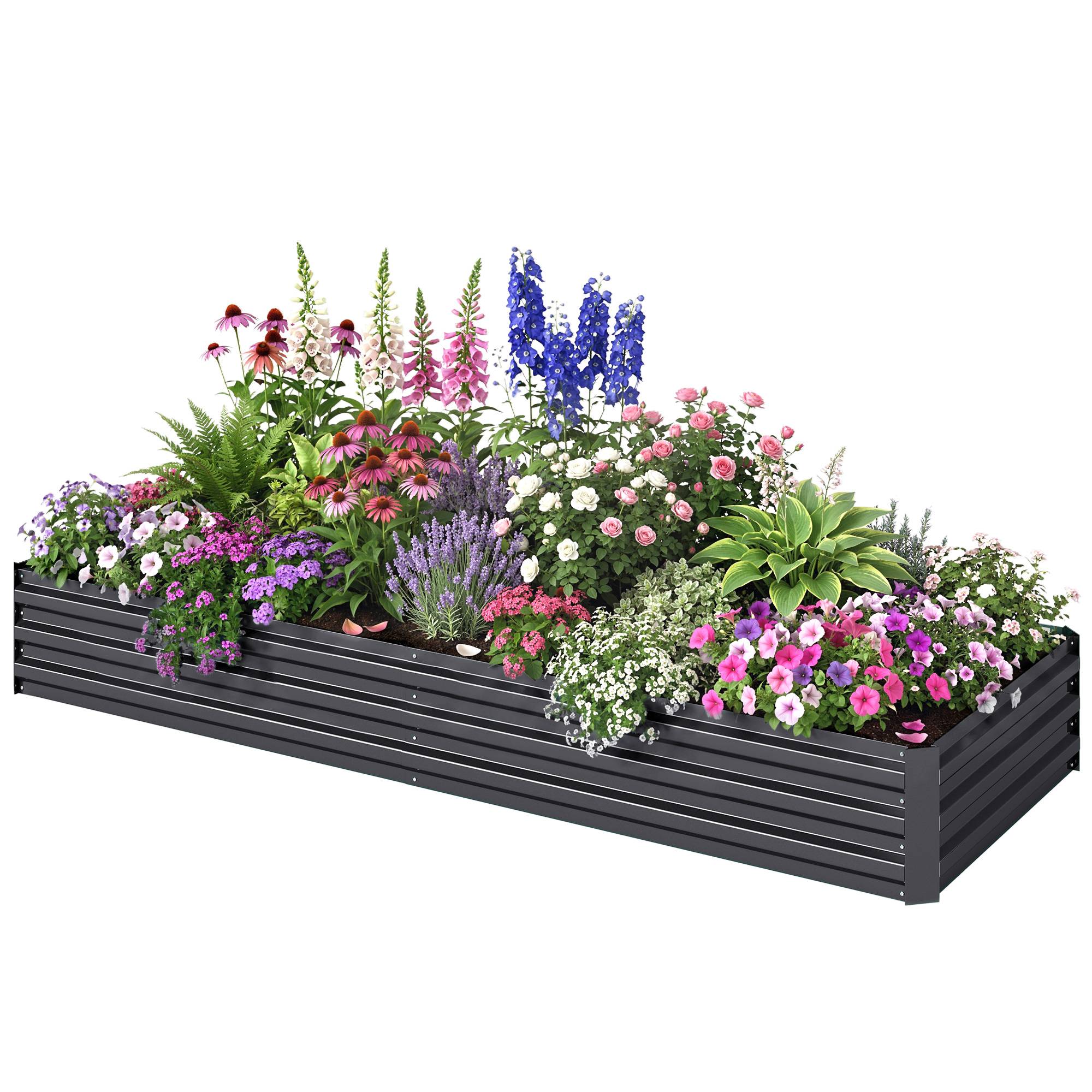 Carré potager tôle d'acier gris 241 x 90.5 x 30 cm - PANGIVO - Jardiland
