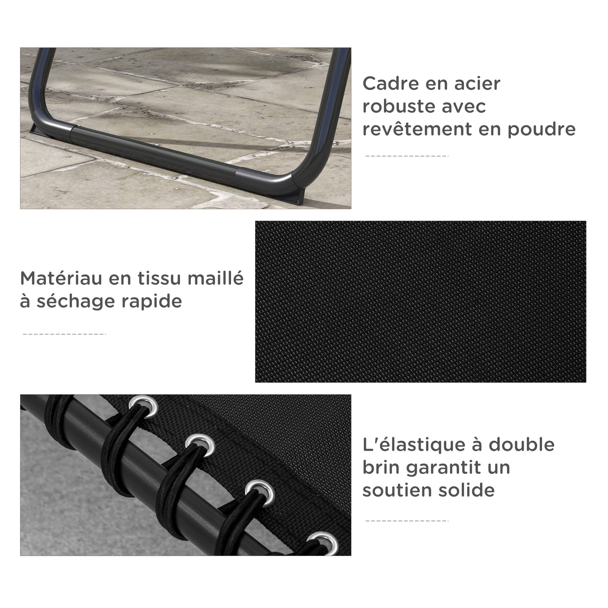 Lot de 2 bain de soleil transat pliable dossier inclinable multi ...