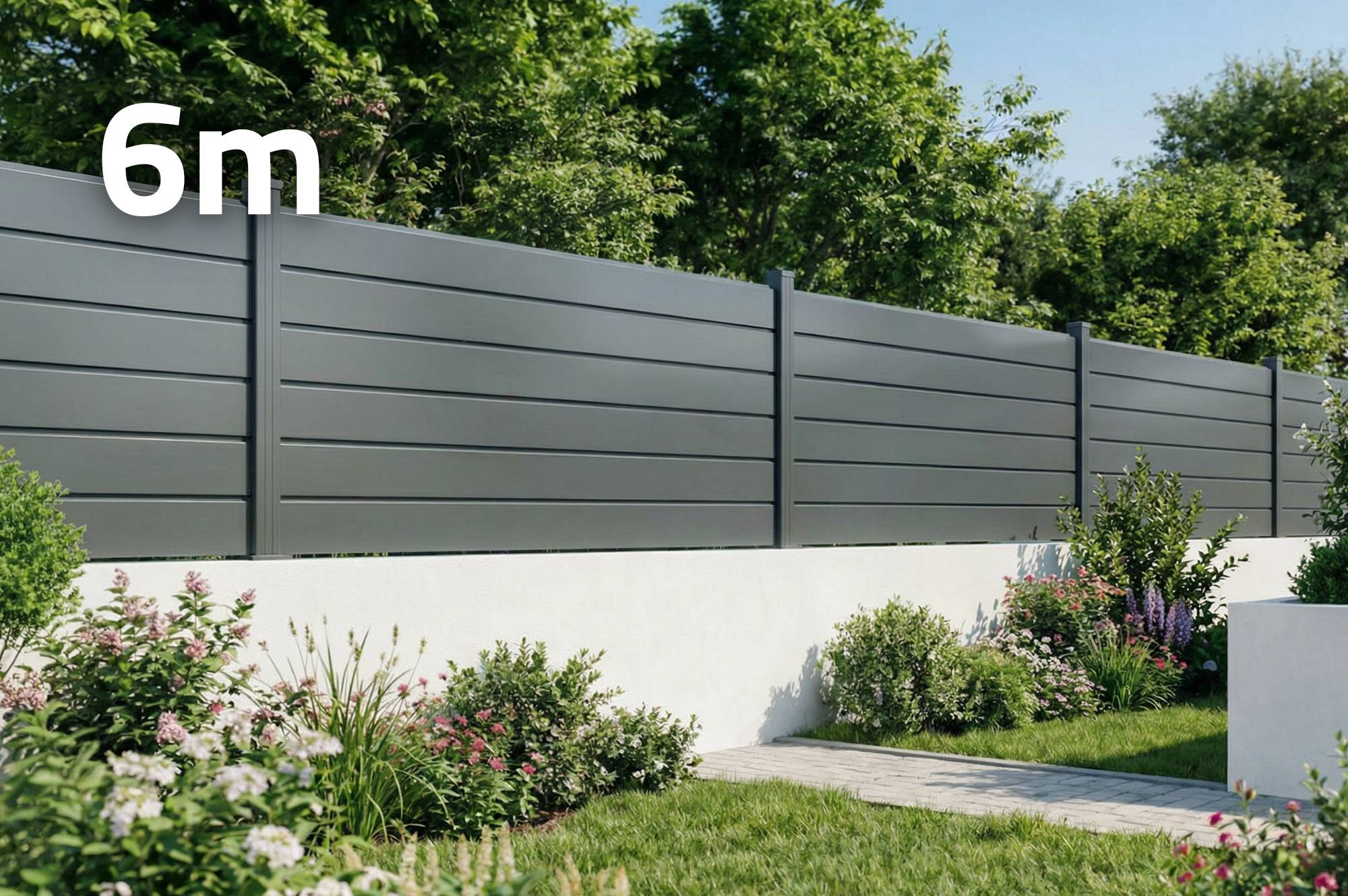 Clôture Aluminium Persienne 6 m VANO H.90 cm gris - Jardiland