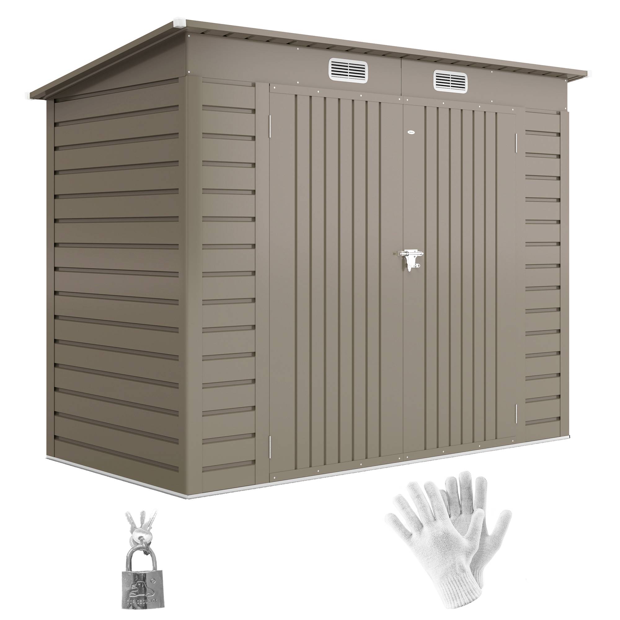 Abri de jardin acier galvanisé gris clair 249 x 121 x 183 cm - PANGIVO ...