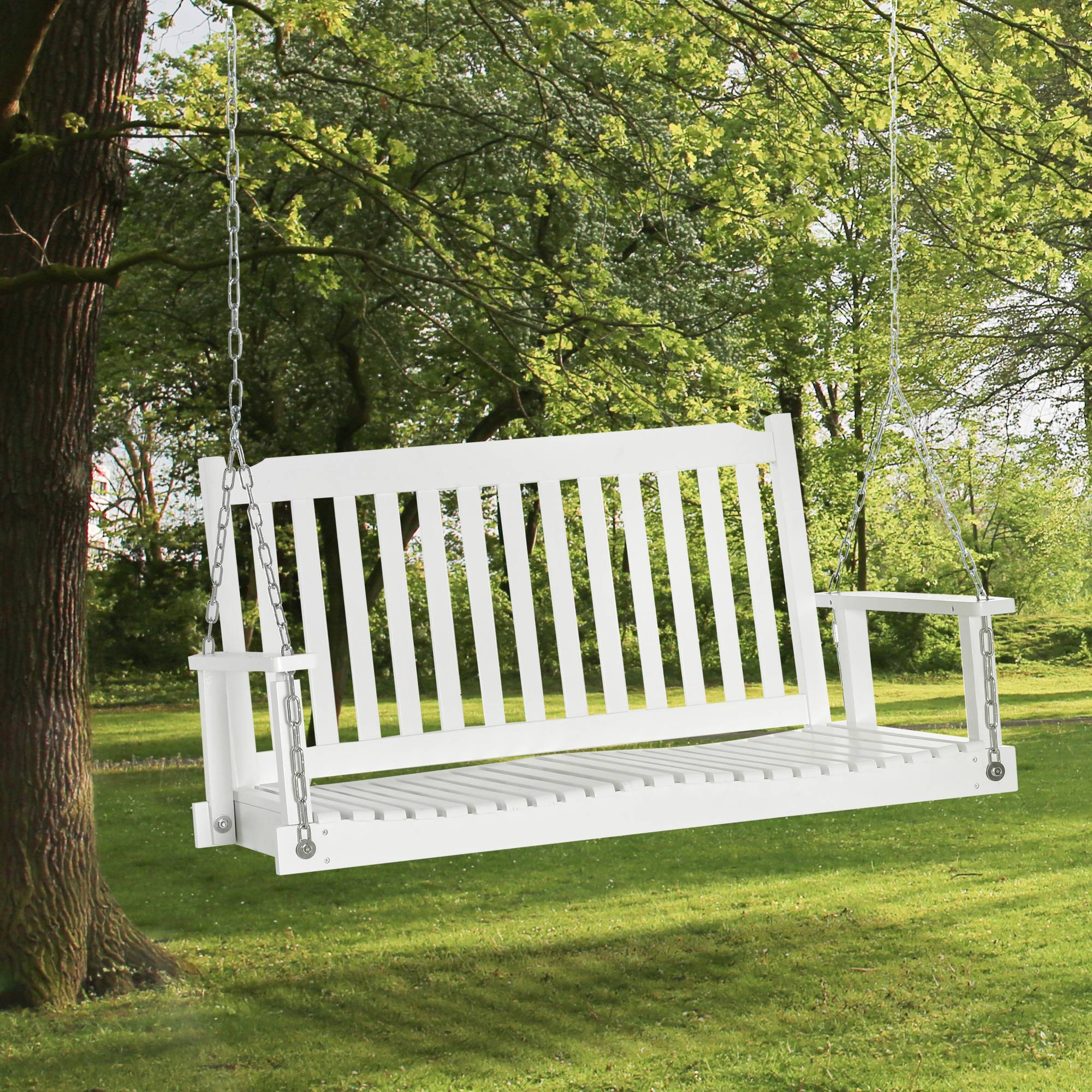 Balancelle de jardin bois massif blanc 117 x 69 x 60 cm - PANGIVO ...