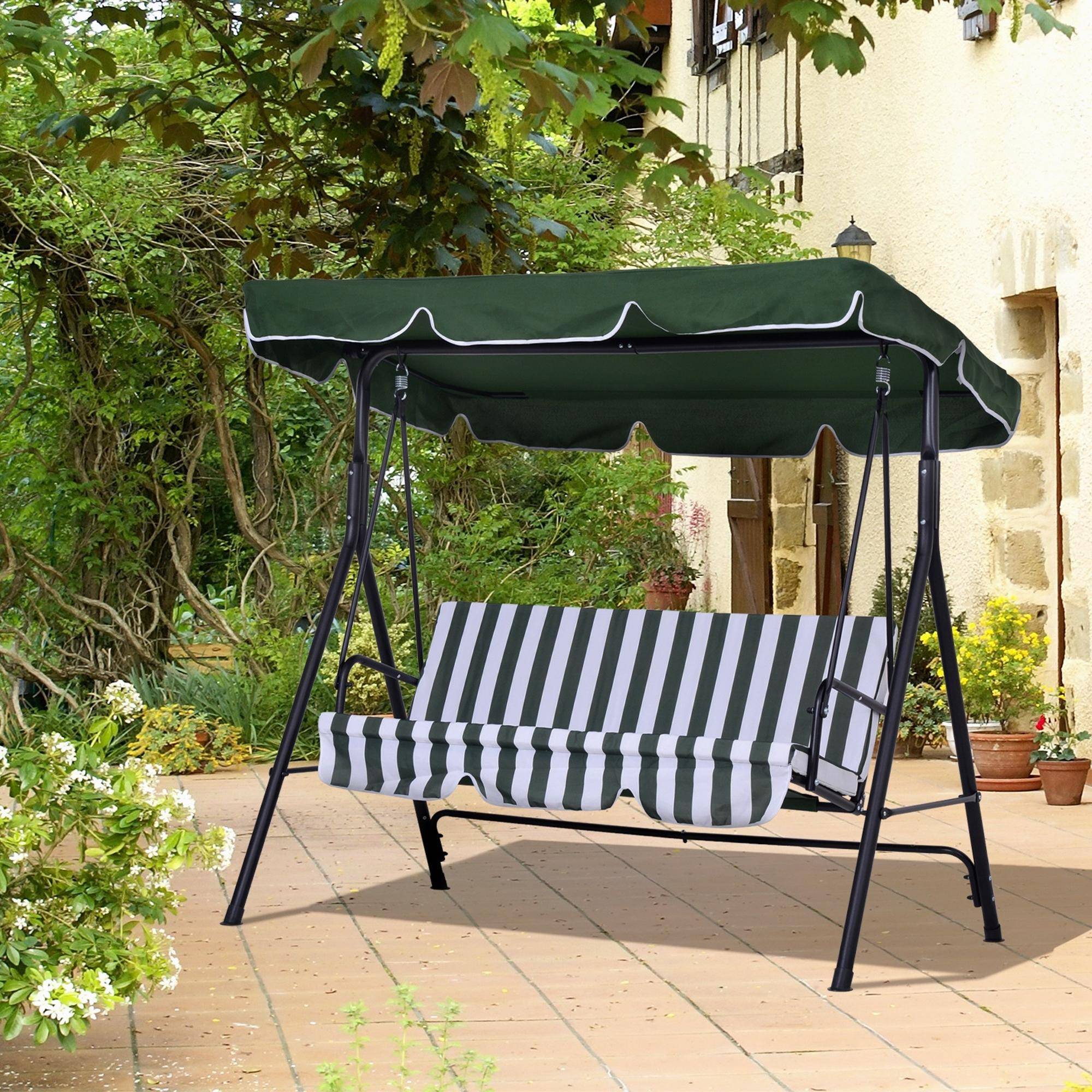 Balancelle de jardin acier noir et polyester vert 172 x 110 x 153 cm ...