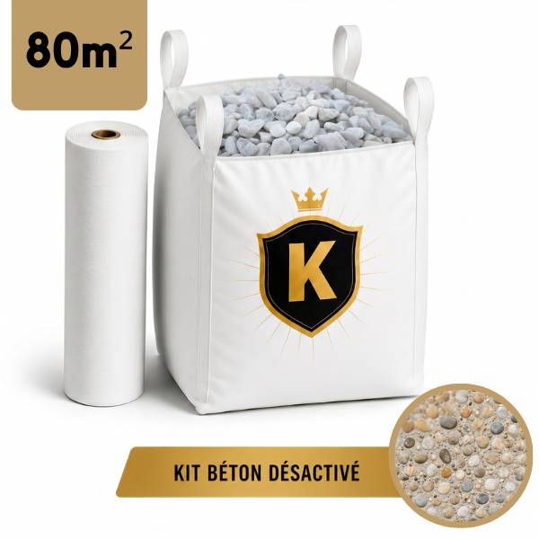 Kit béton désactivé Galet Blanc 8/12 - 80 m² - Jardiland