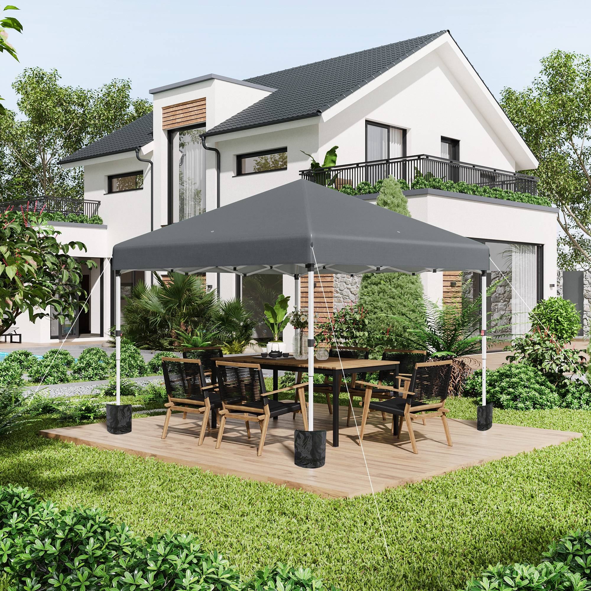 Tonnelle de jardin aciers gris 297 x 297 x 288 cm - PANGIVO - Jardiland