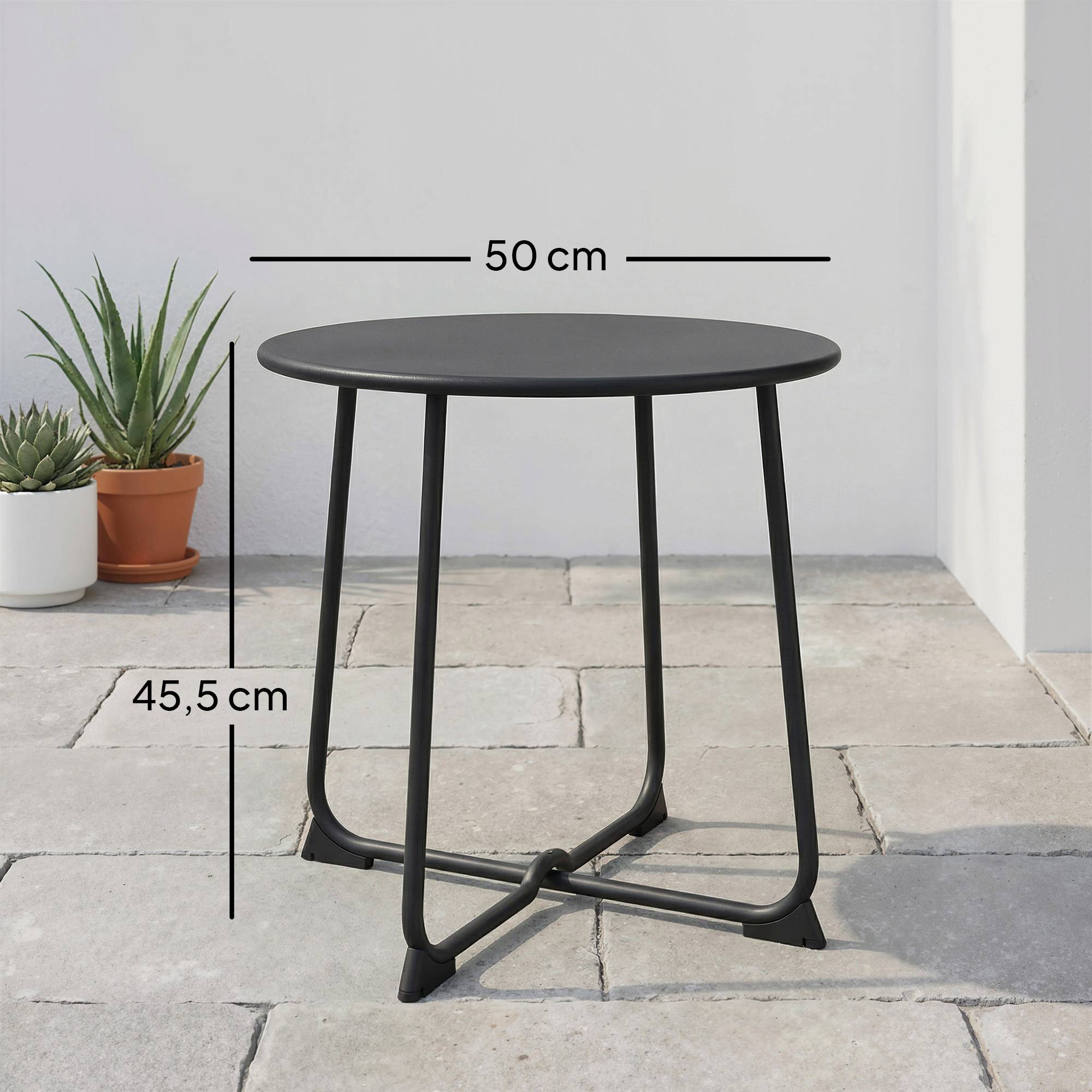 Table basse ronde métal extérieur pour terrasse et jardin base en X ...