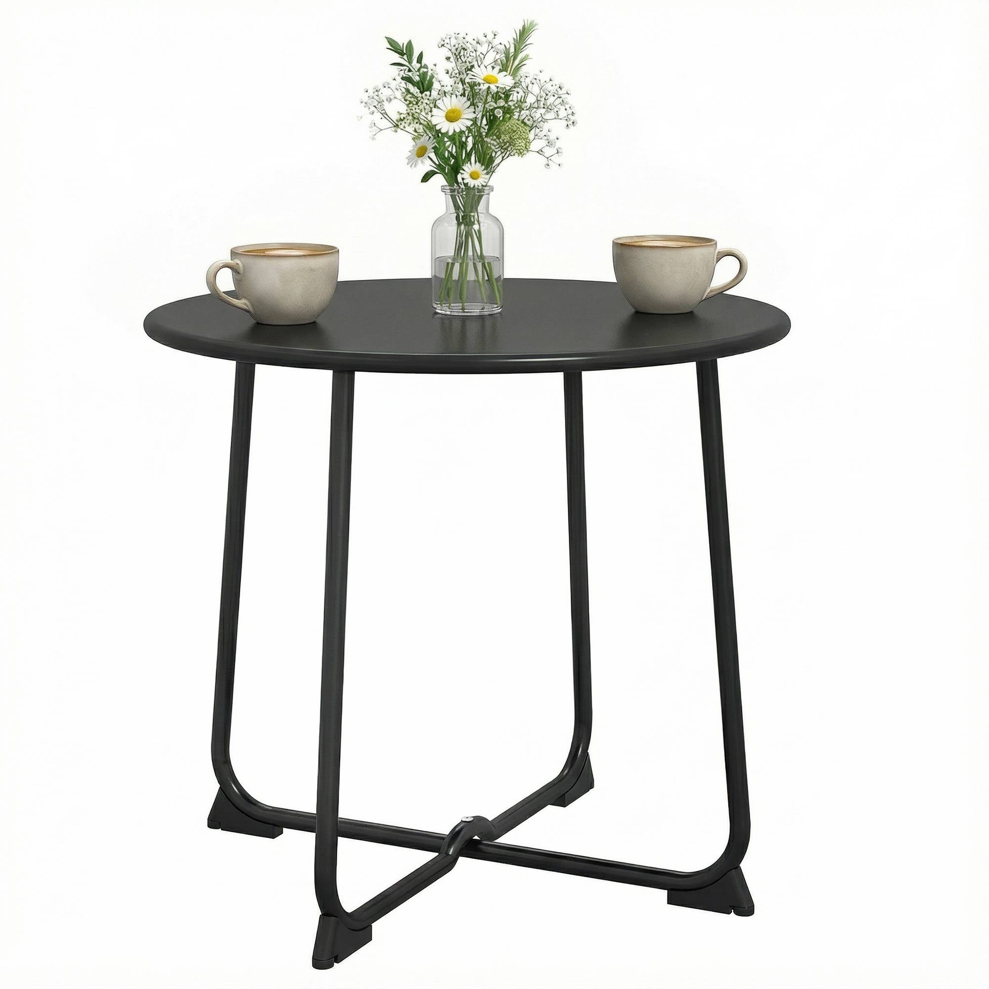 Table basse ronde métal extérieur pour terrasse et jardin base en X ...