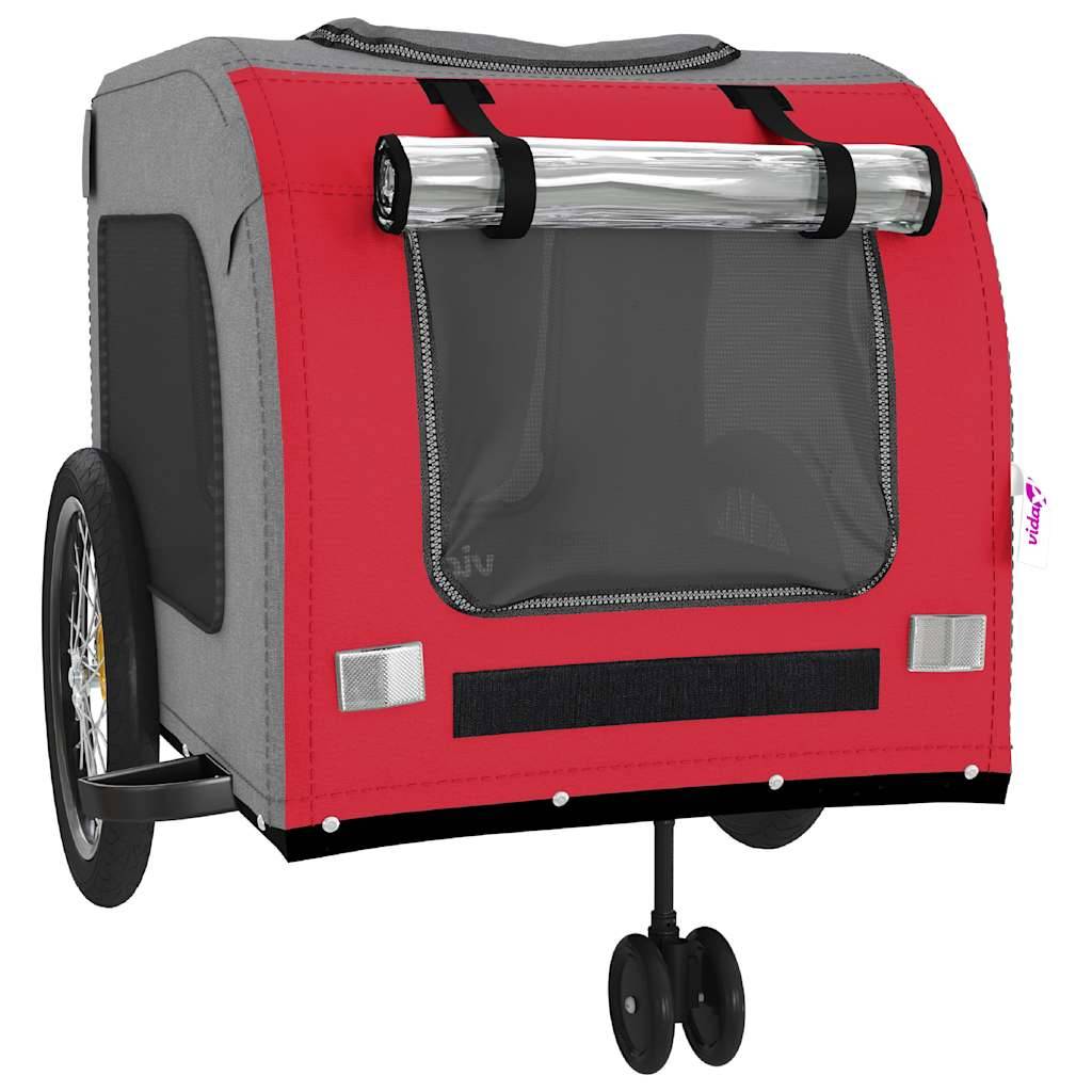 Remorque de vélo pour animaux fer et tissu rouge et gris 68 x 134 x 73 ...