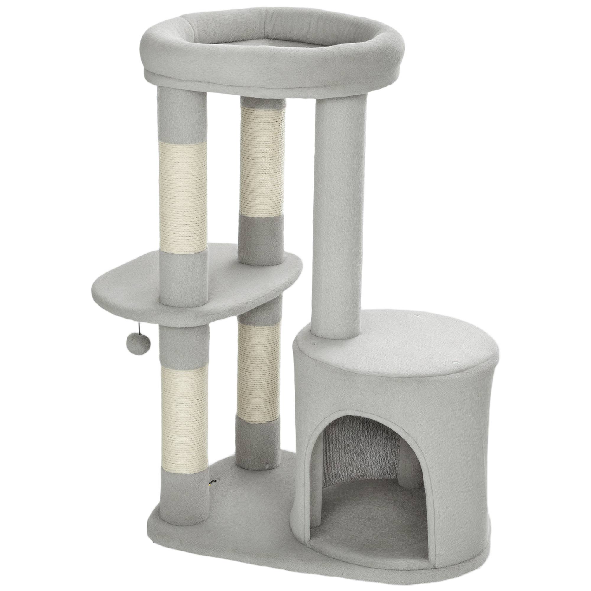 Arbre à chat sisal et peluche gris clair 60 x 45 x 90 cm - PANGIVO ...