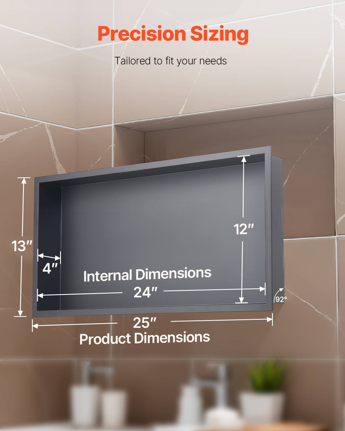 Niche douche encastrable 10,2x33x63,5 cm acier inox étagère salle bain ...