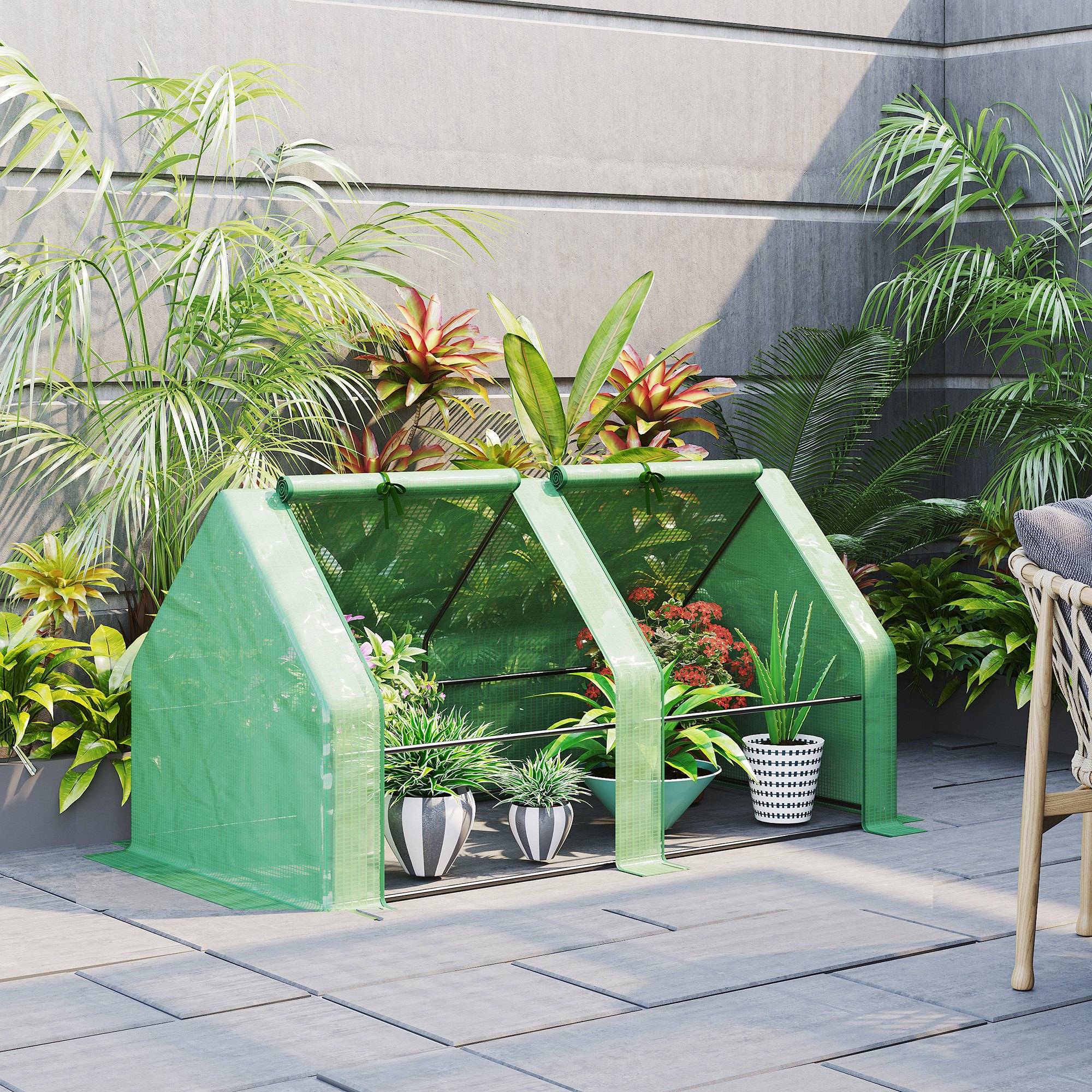 Mini serre tunnel PE pour jardin potager Protection UV 180x90x90cm Vert ...