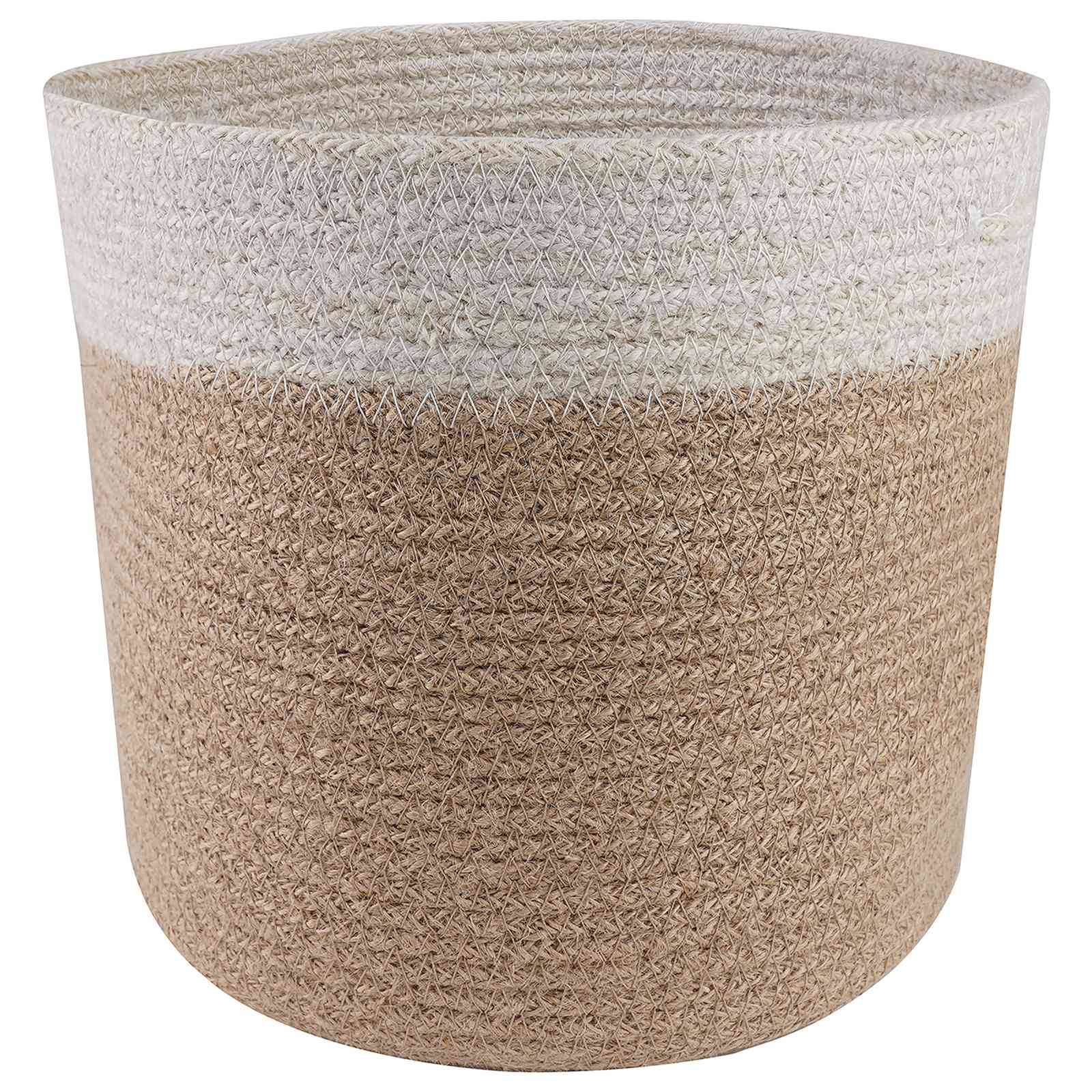 Ensemble de 2 pots à plantes jute naturel et blanc 28 x 28 x 28 cm ...