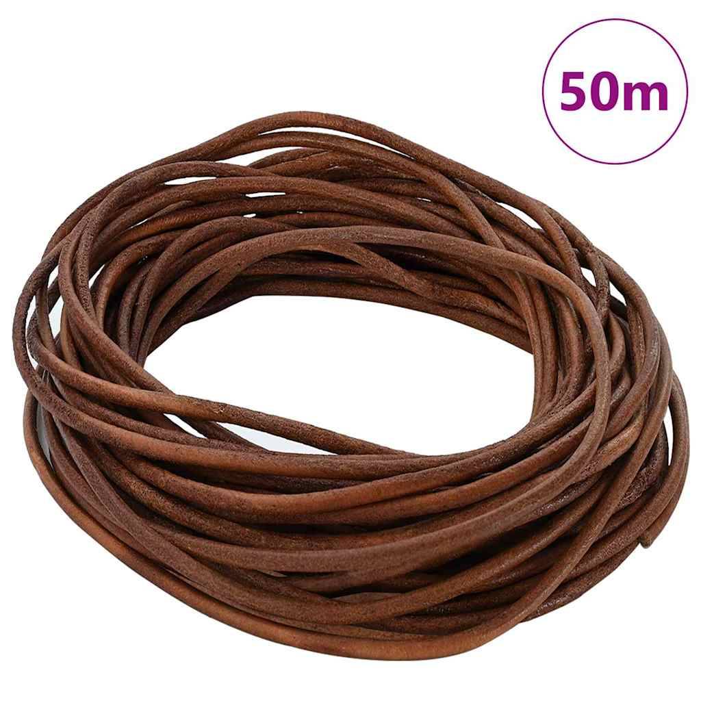 Corde en Cuir Marron Clair Ø3 mm x 50 m Cuir Maison Chic - Jardiland