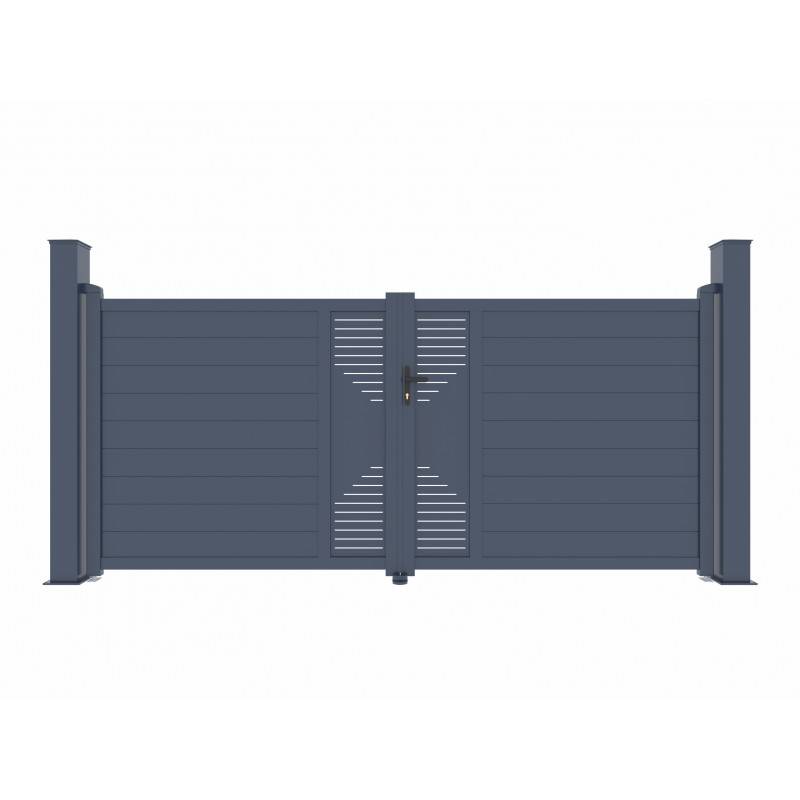 Portail battant aluminium 392x173 cm anthracite X-Metal Fancy avec ...