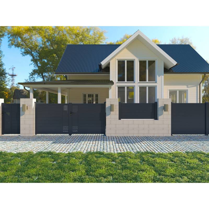 Portail battant aluminium 392x173 cm anthracite X-Metal Fancy avec ...