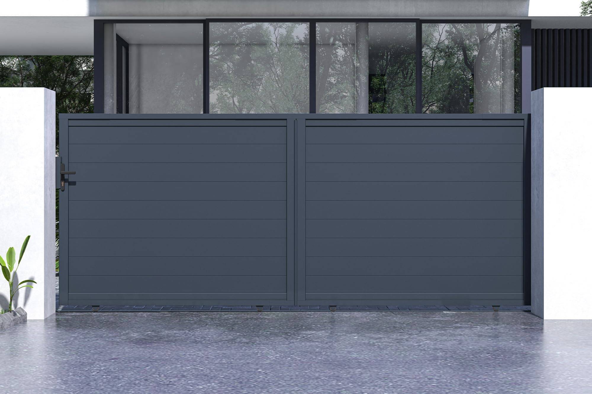 Casanoov Portail coulissant 4 m EIGER H.160 cm + 2 poteaux aluminium ...