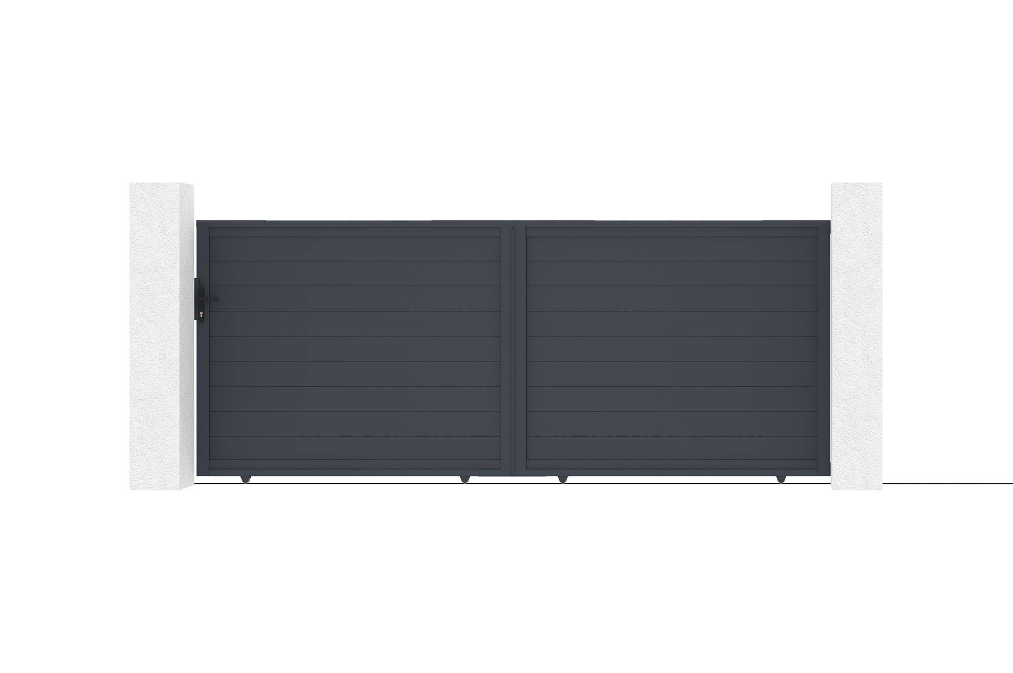 Casanoov Portail coulissant 4 m EIGER H.160 cm + 2 poteaux aluminium ...