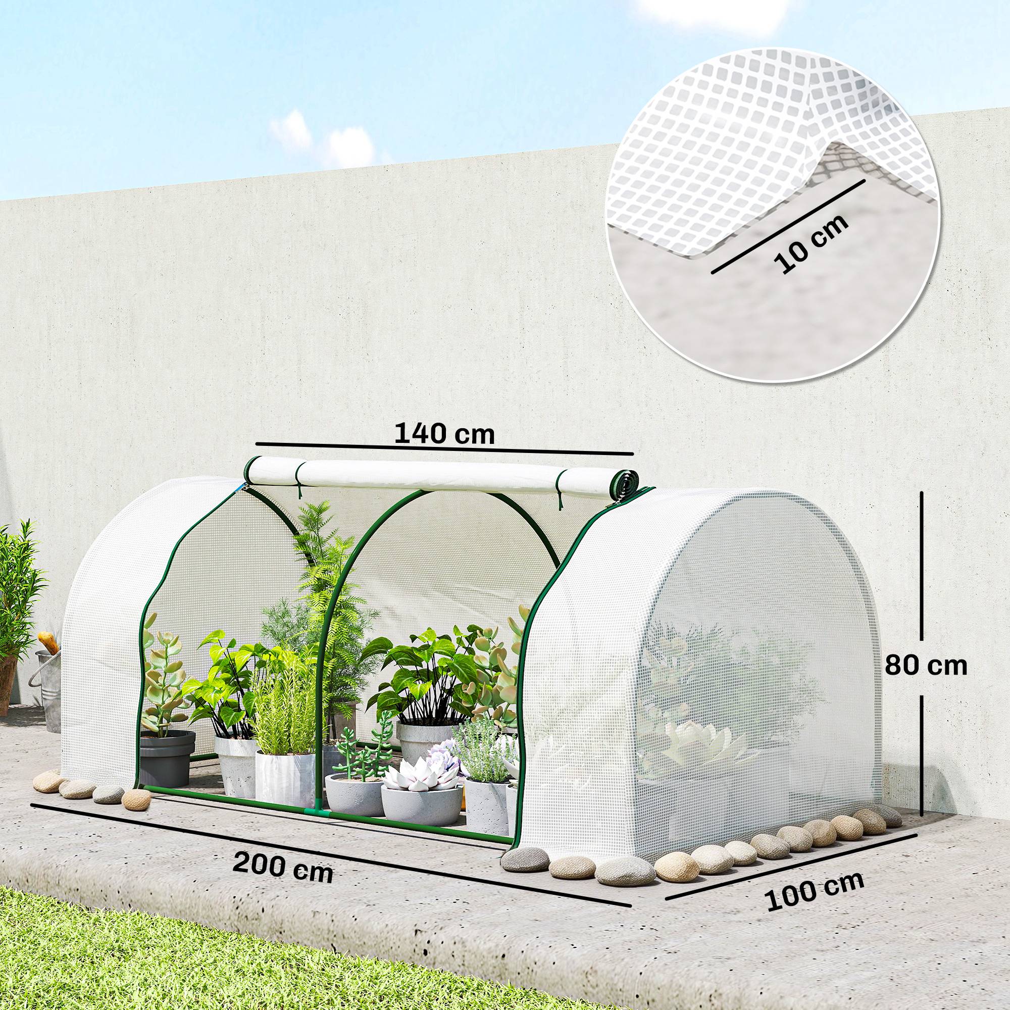 Mini Serre Tomates Acier Légumes Bâche PE Porte Zippée Roulante ...