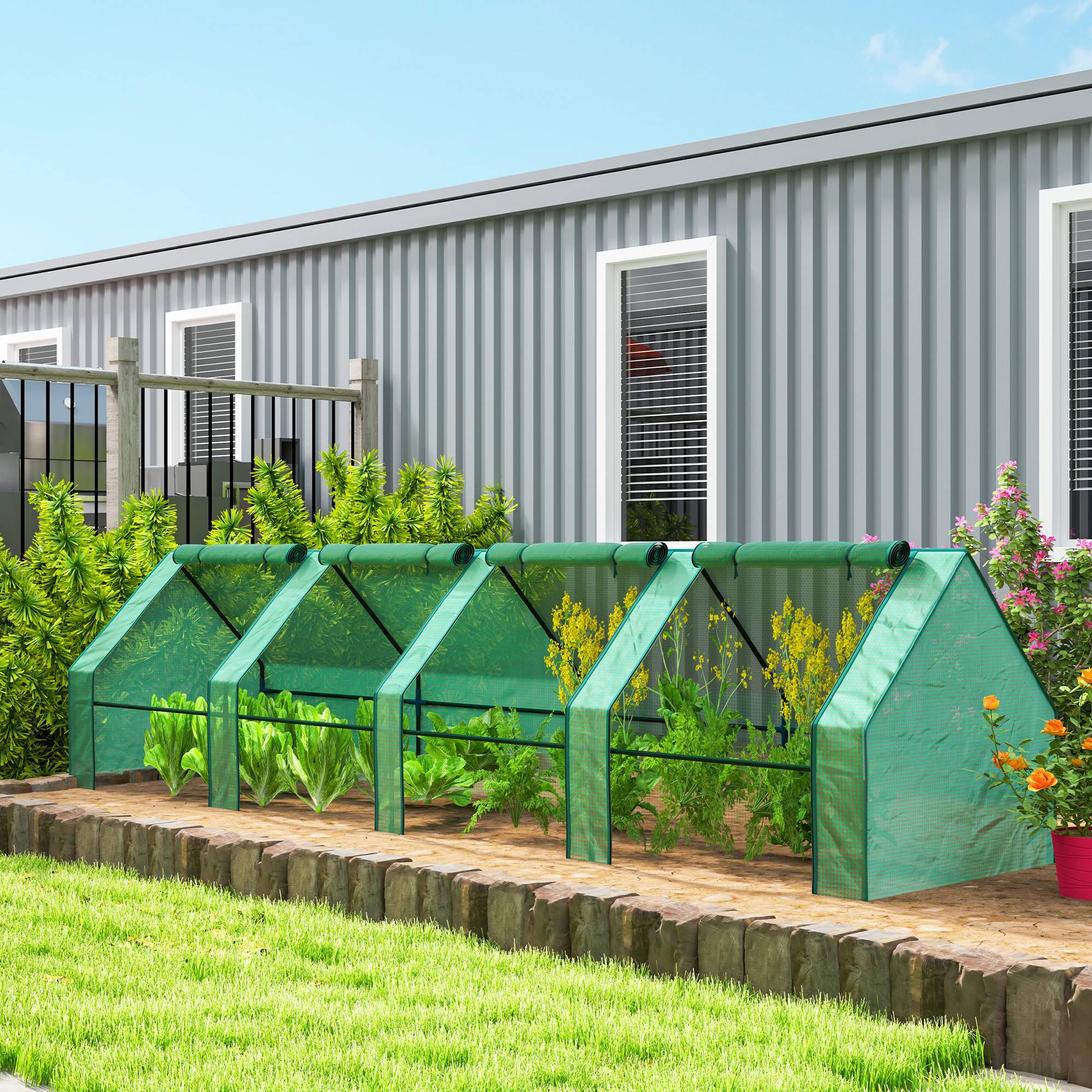 Mini serre tunnel de jardin en acier et PE vert 360 x 90 x 90 cm ...