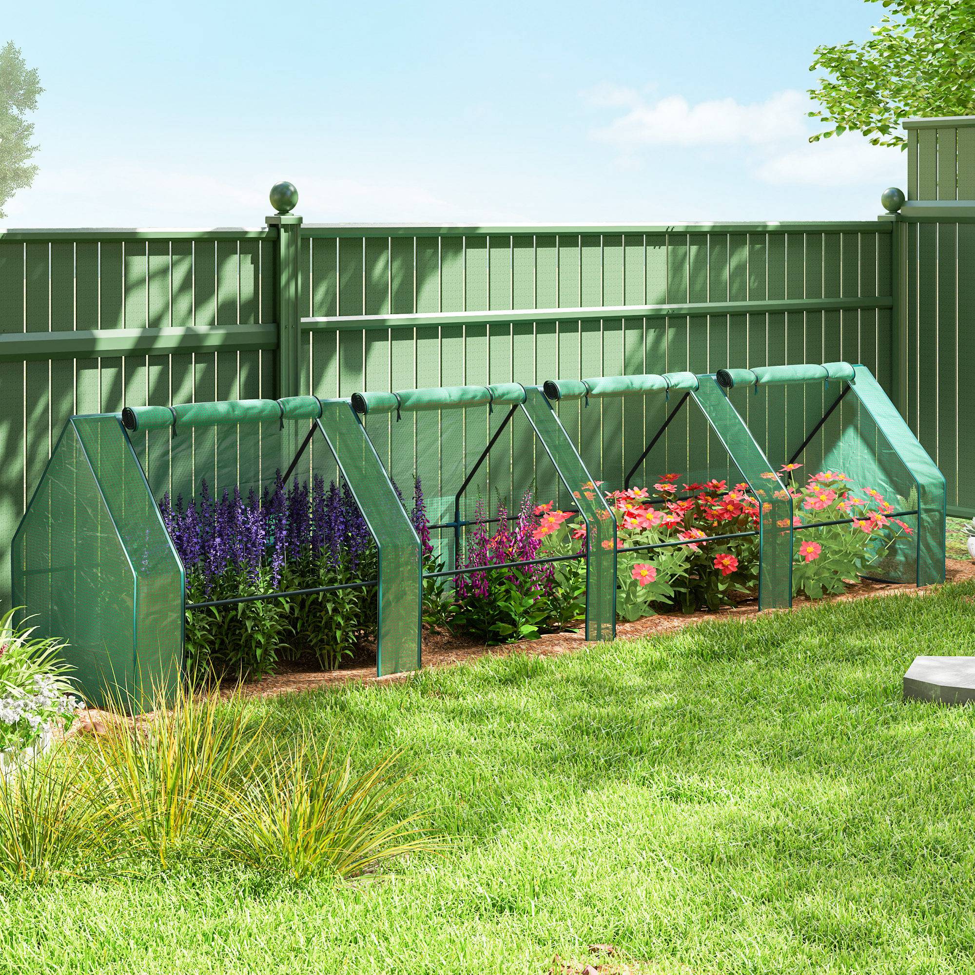 Mini serre tunnel de jardin en acier et PE vert 360 x 90 x 90 cm ...