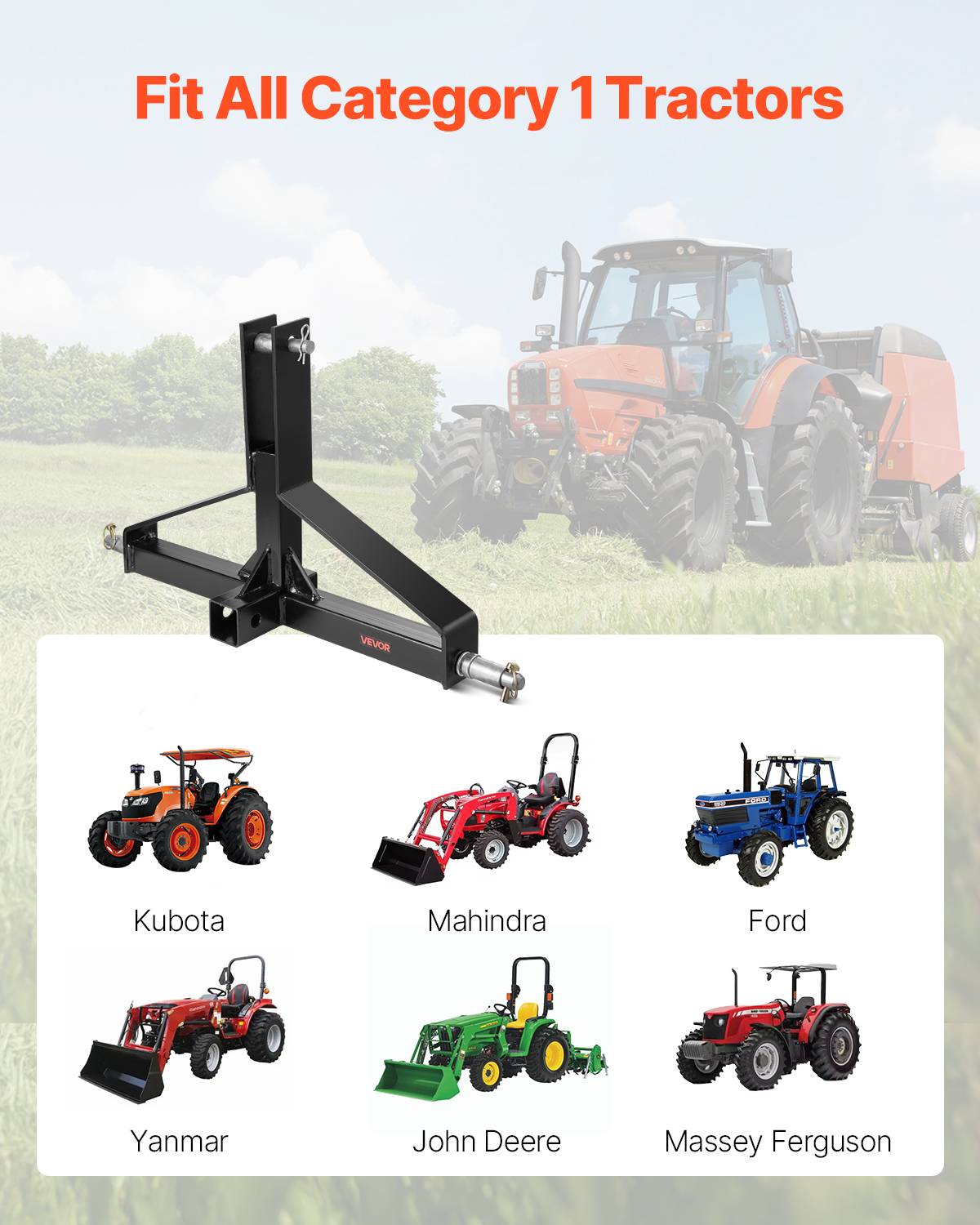 VEVOR Attelage 3 points récepteur 5 cm, charge 1360 kg. - Jardiland