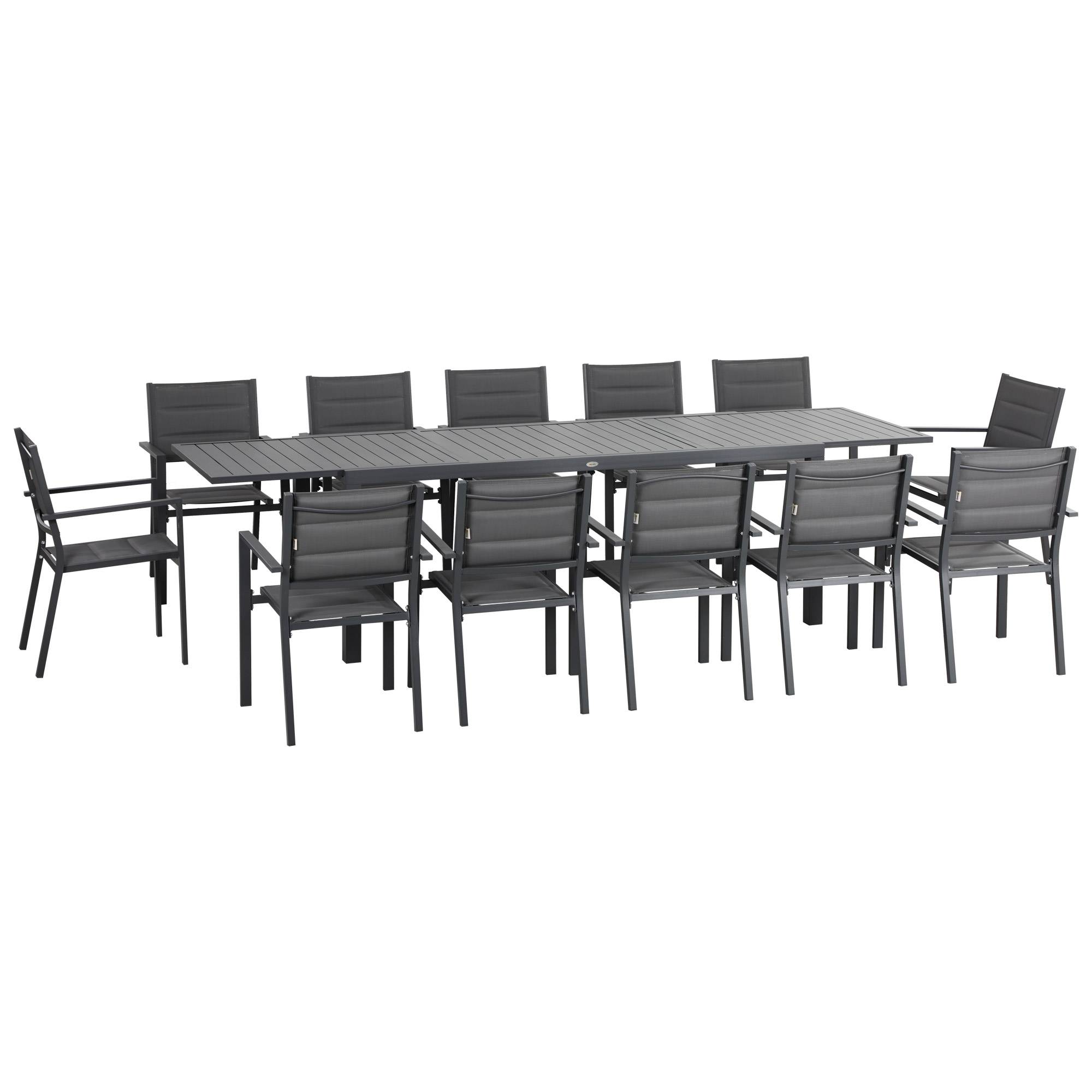 Salon de jardin aluminium pour terrasse table extensible 12 chaises ...