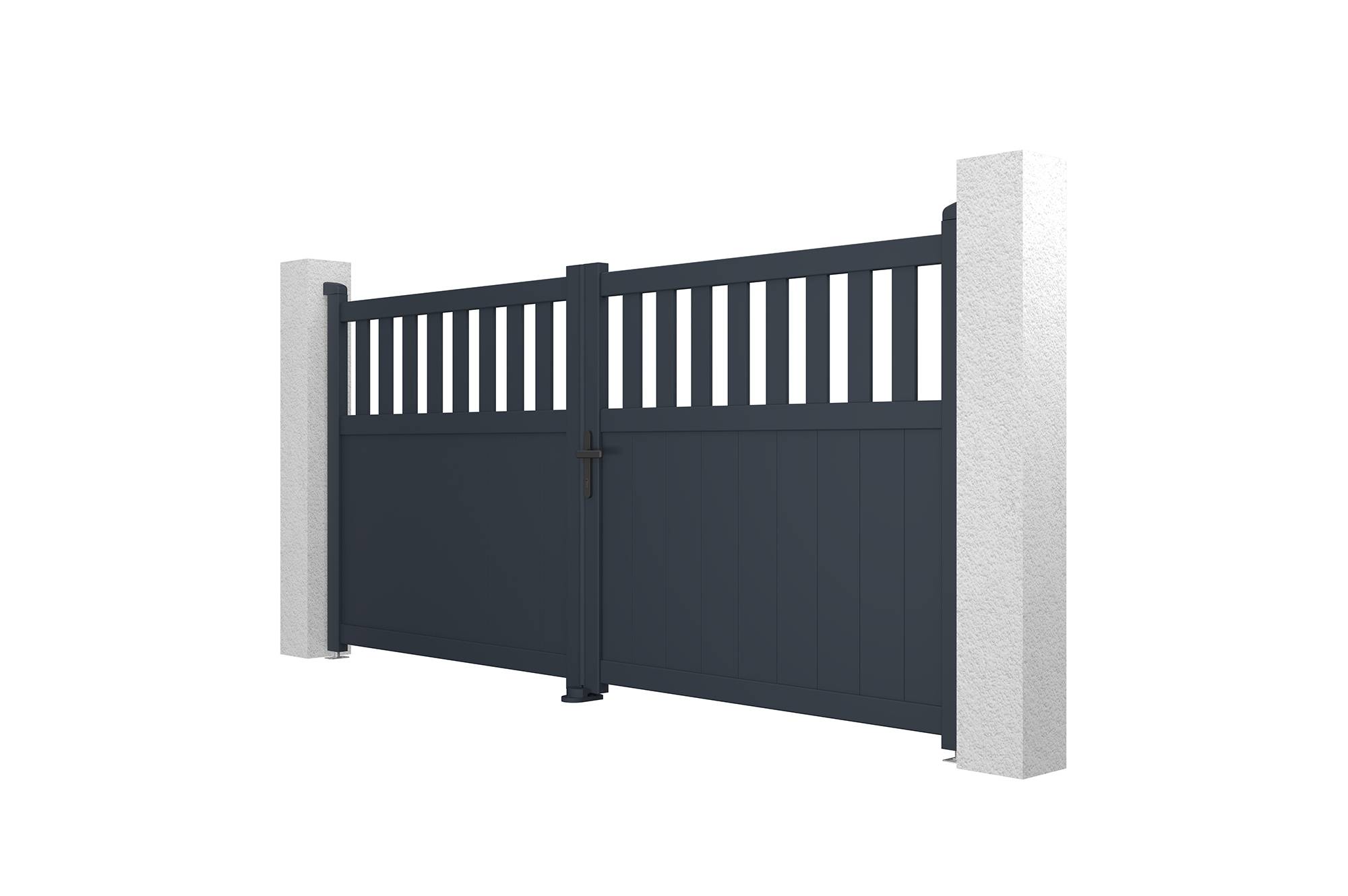Portail battant ajustable en largeur 3 m SANTIS H.140 cm alu gris ...