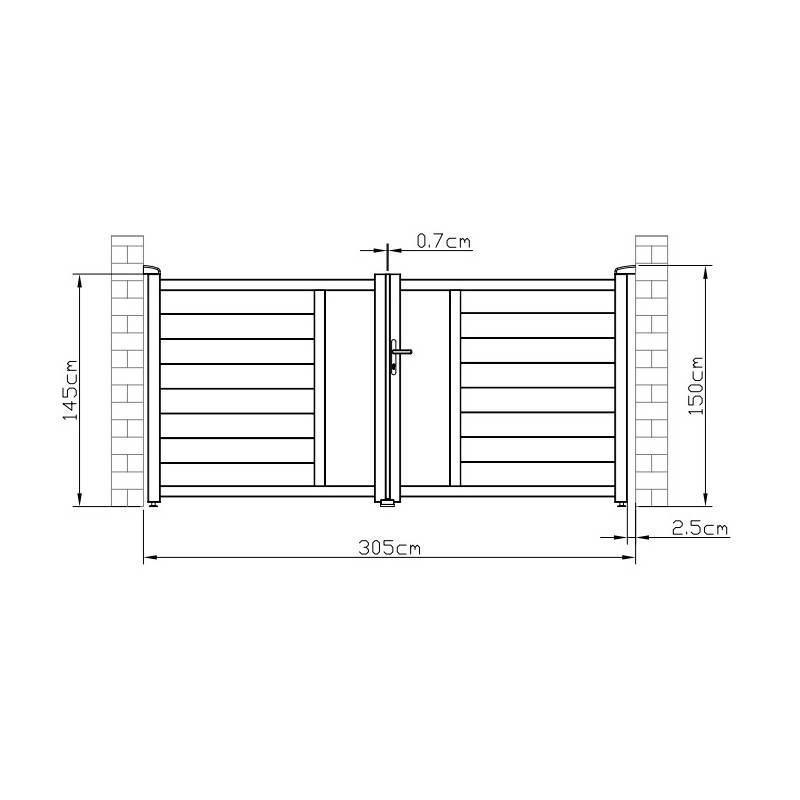 Portail battant aluminium 300x142 cm motifs géométriques anthracite X ...