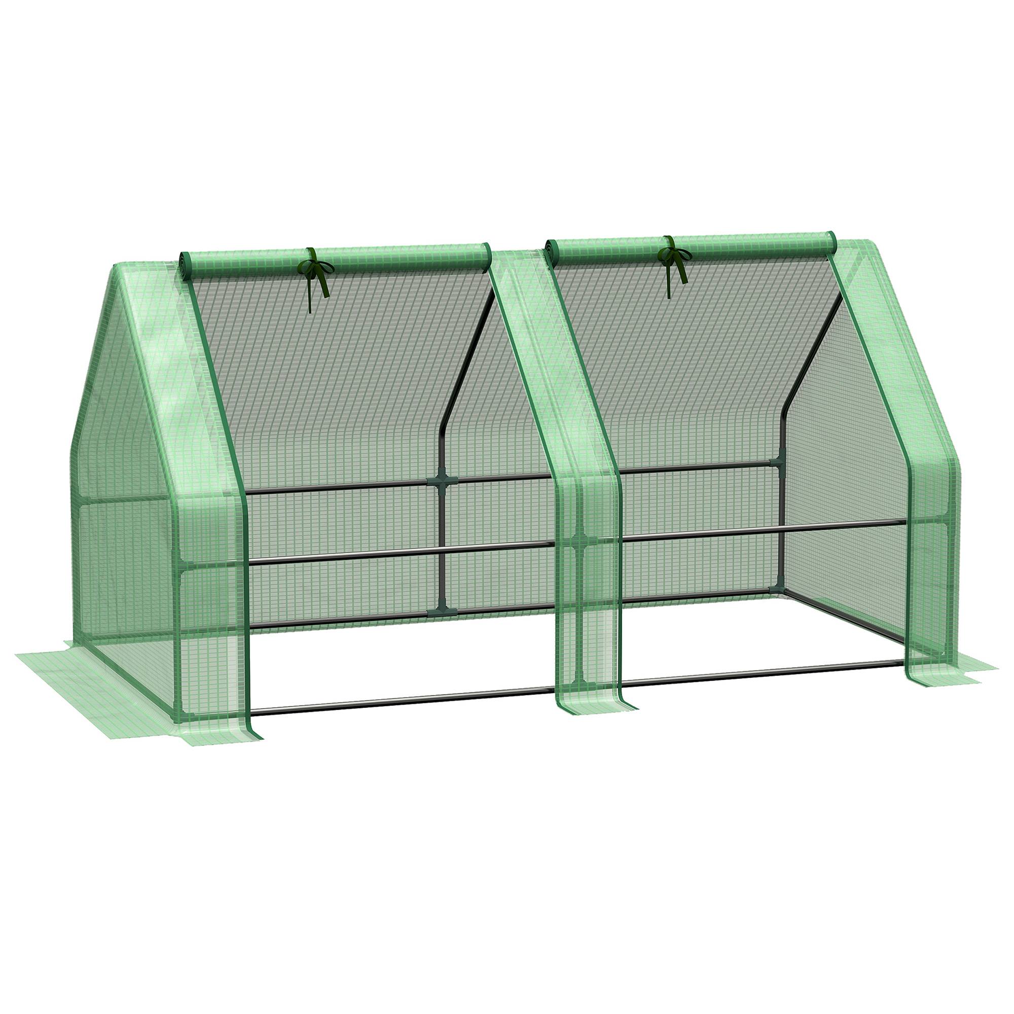Mini serre tunnel de jardin en acier et PE vert 180 x 90 x 90 cm ...
