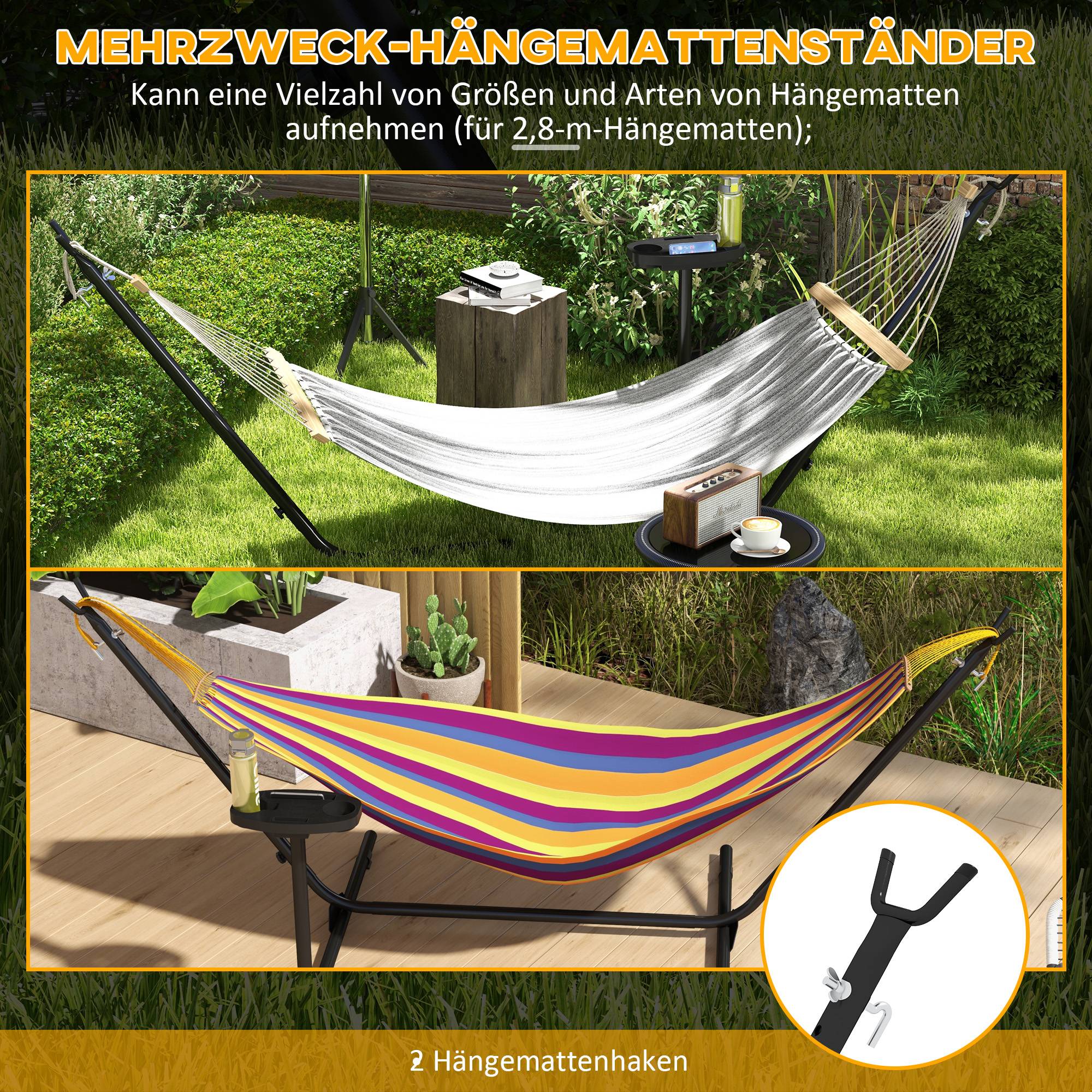 Cadre de hamac, pour hamacs jusqu’à 280 cm, acier, 285L x 125L x 110H ...
