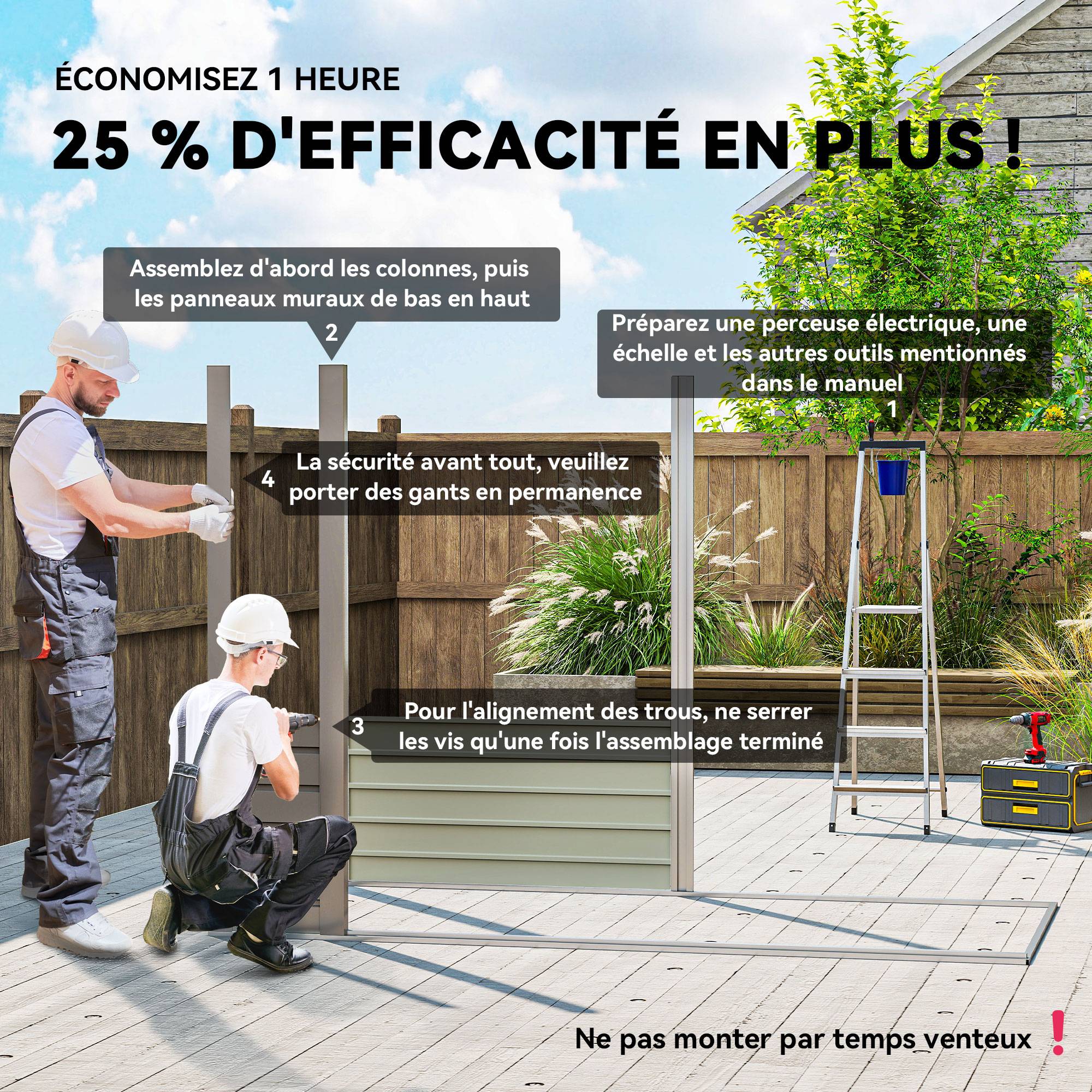 Abri de jardin en métal 3 m² facile à monter, cabane de jardin ...