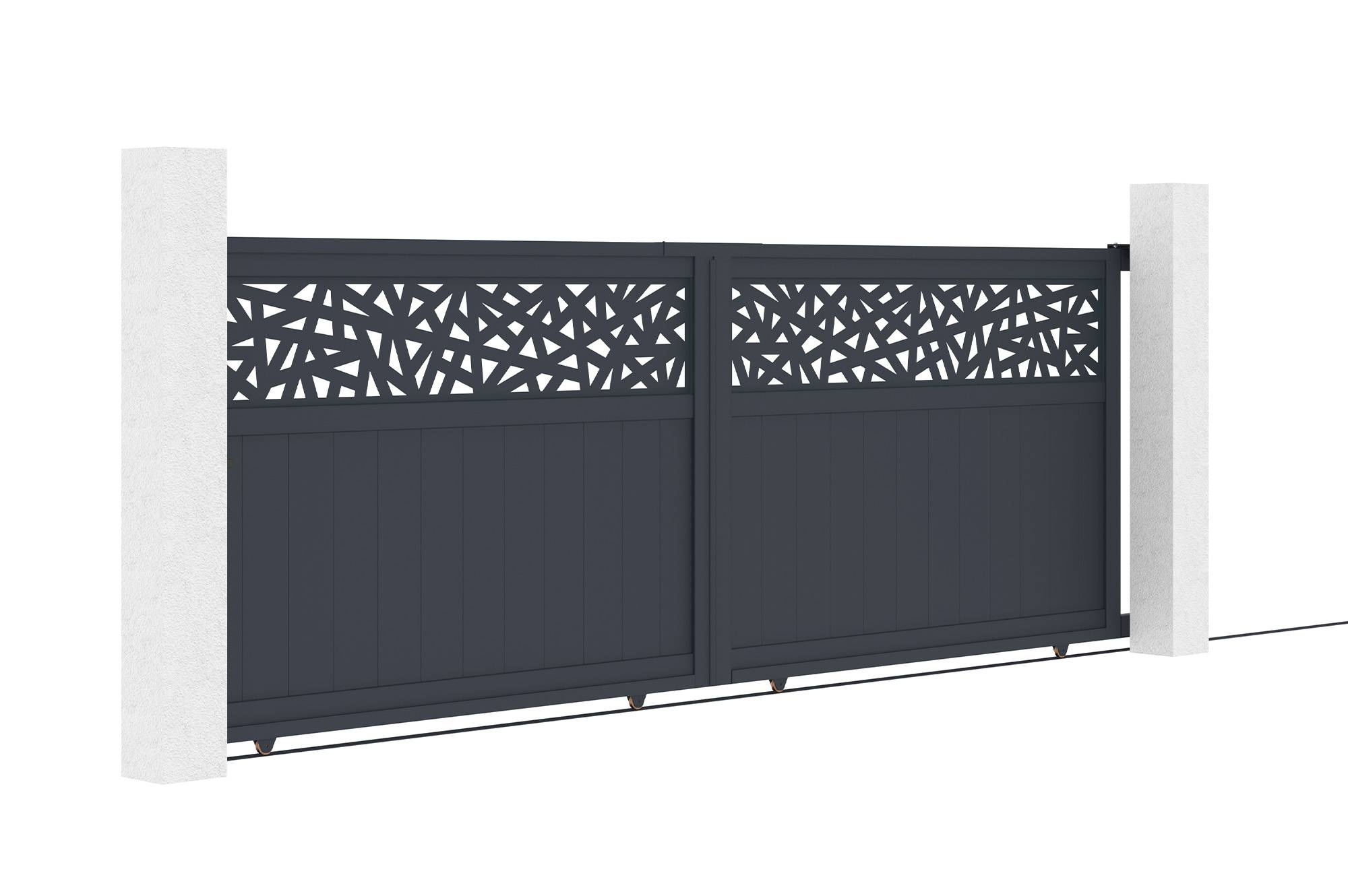 Portail coulissant 4 m DOLOMITE RUIVO H.140 cm aluminium gris ...