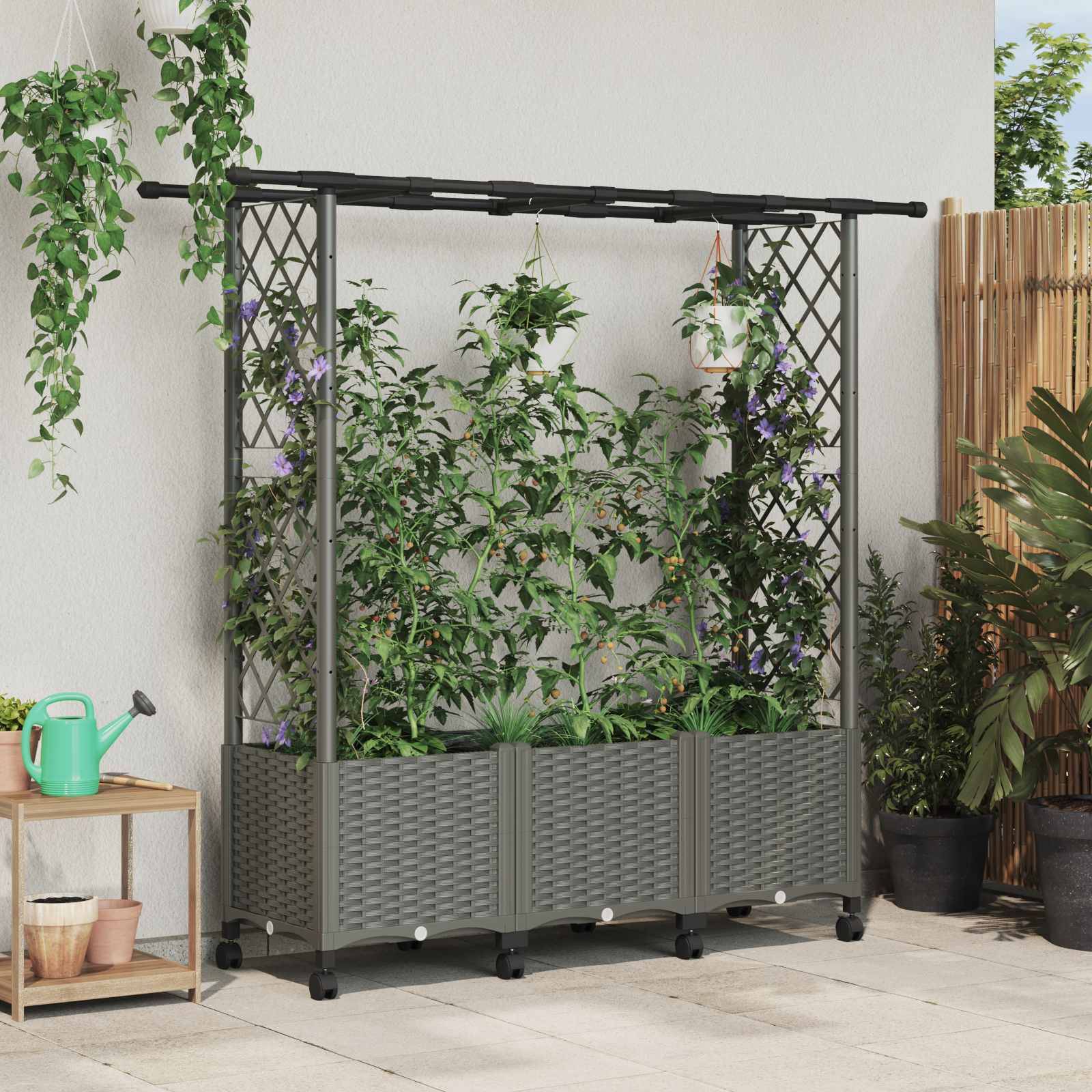 Jardinière surélevée polypropylène gris clair 162.5 x 40 x 142 cm ...